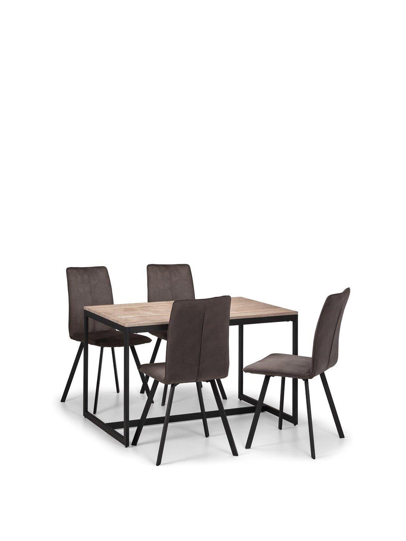 Julian Bowen Tribeca 120 cm Dining Table + 4 Monroe Chairs - Walnut | Very Ireland