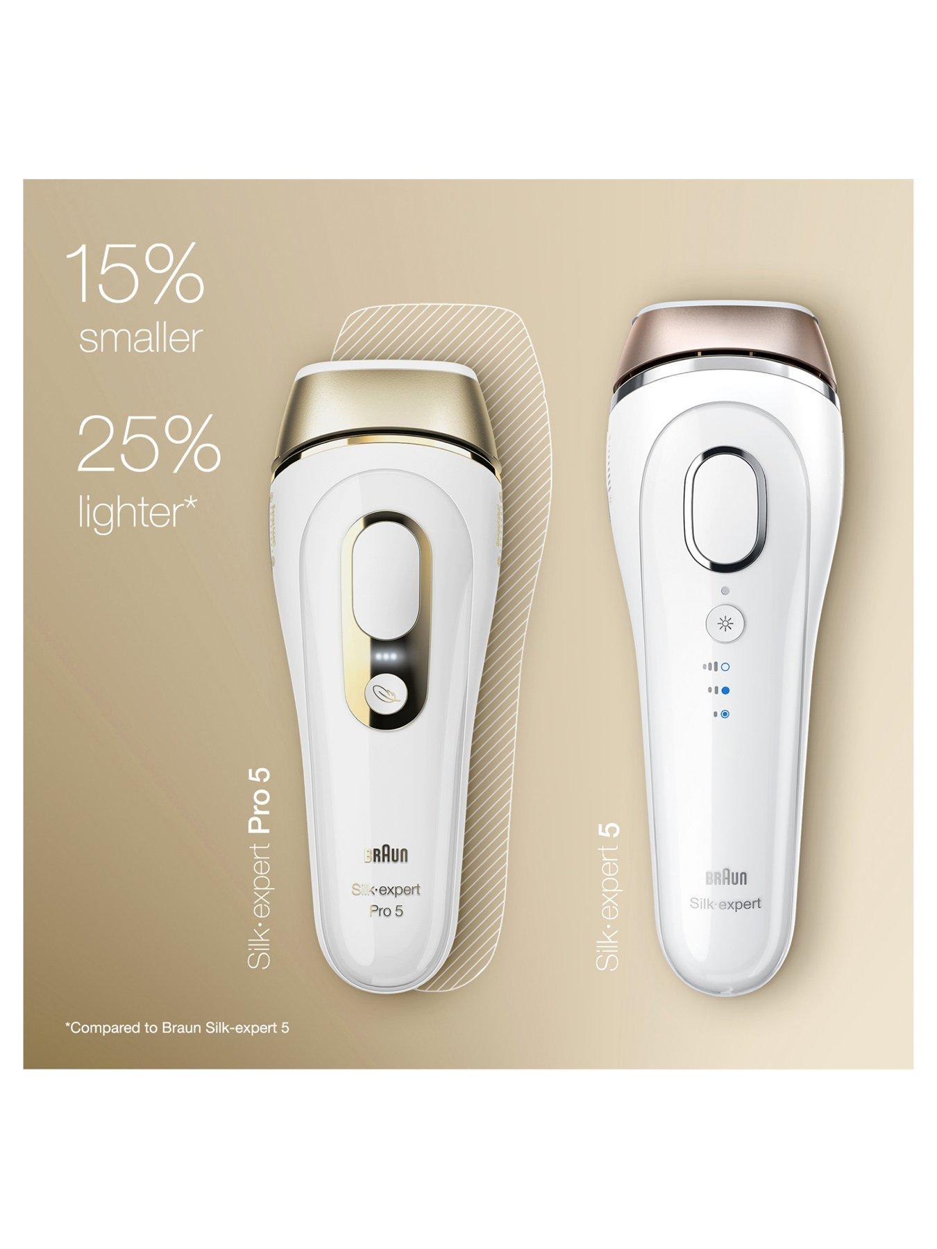 IPL Silk Expert Pro 5 At Home Hair Removal Device with Pouch PL5124 White Gold