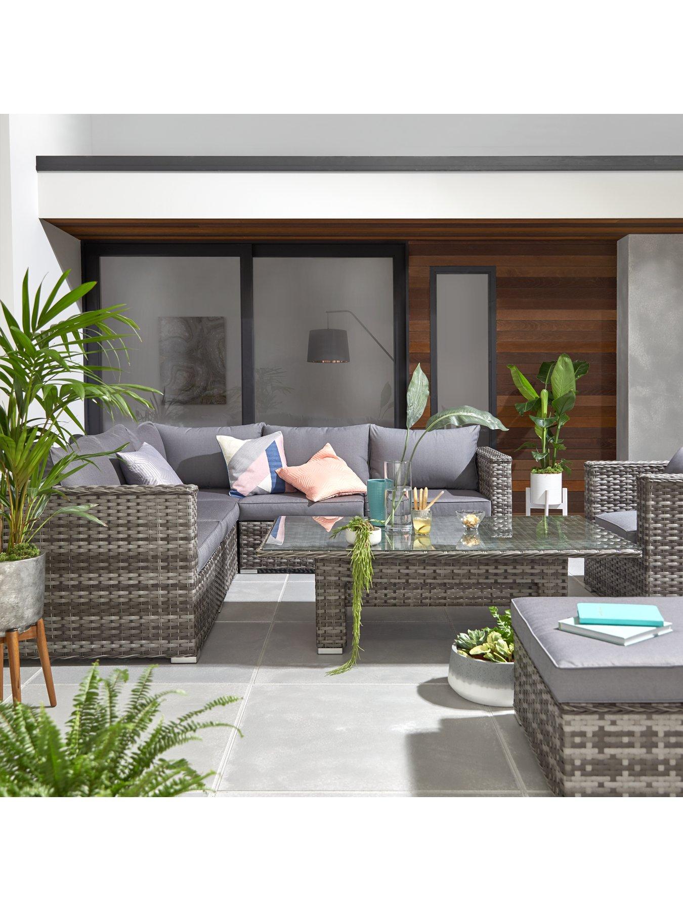 Very Home Aruba 6 Seater Corner Sofa Set With Chair Footstool And Adjustable Table Garden Furniture Very Ireland
