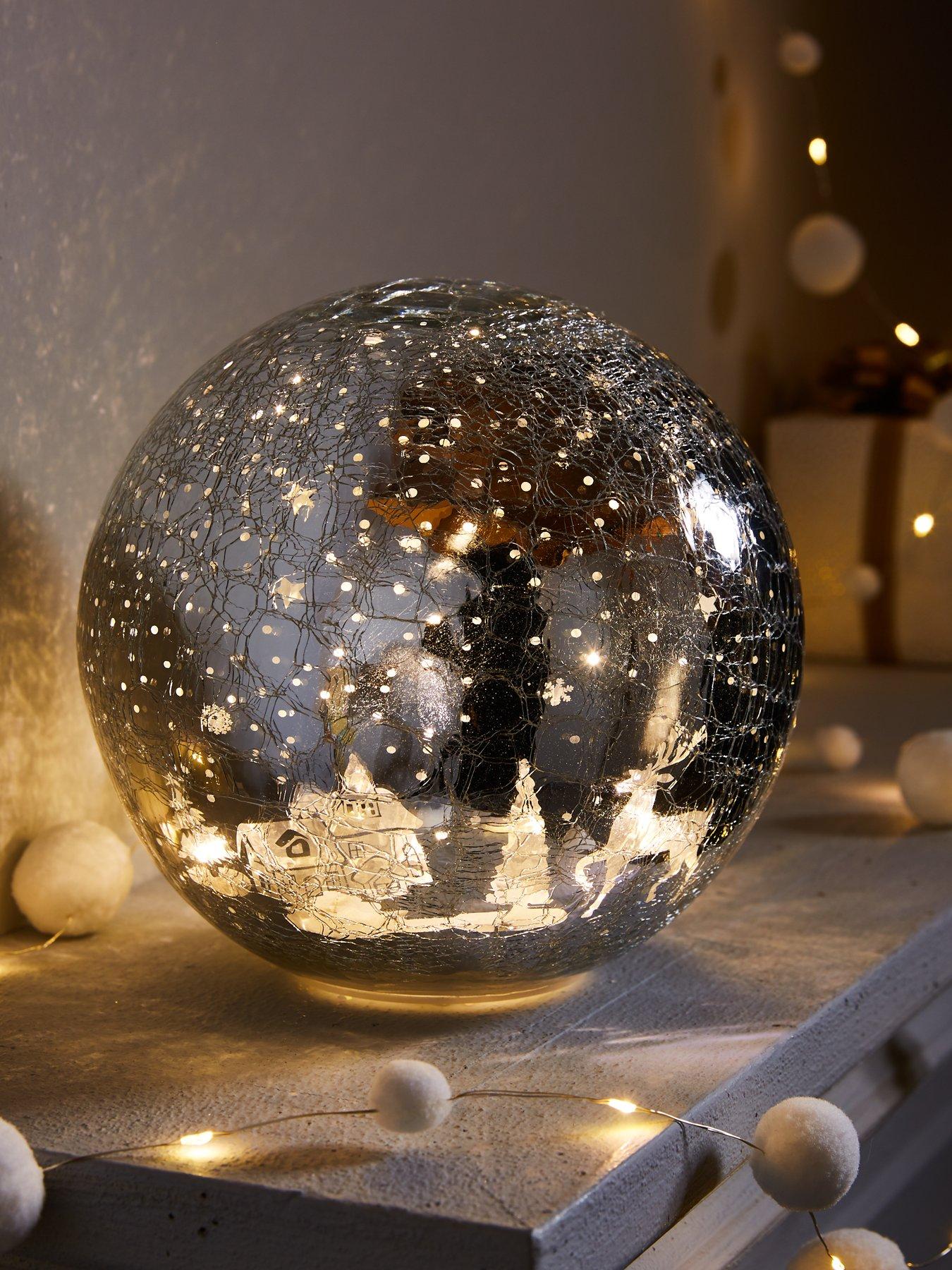 Festive 20cm Battery Operated Lit Crackle Effect Reindeer Ball Christmas Decoration Very Ireland