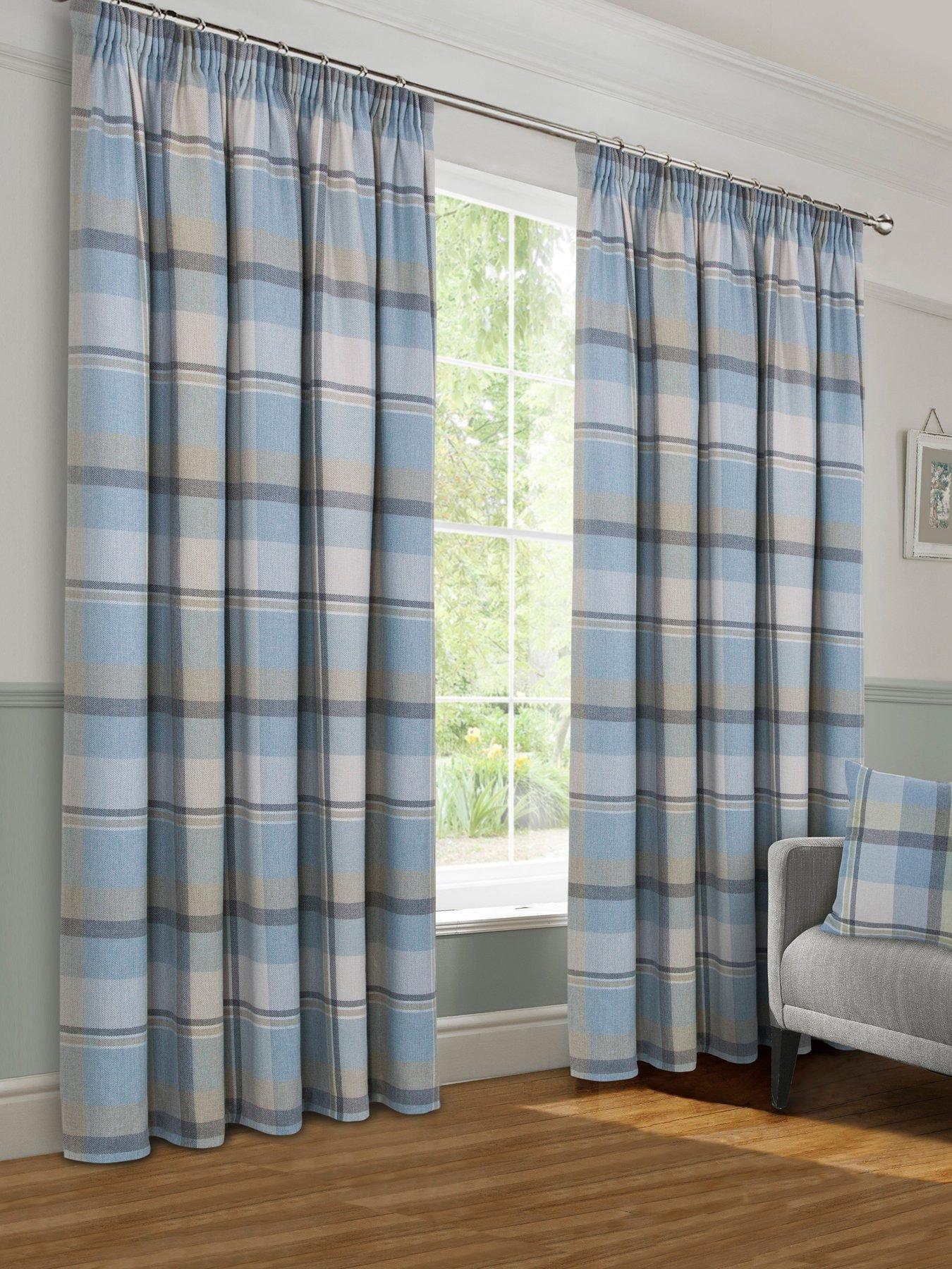 Braemar Check Pleated Lined Curtains