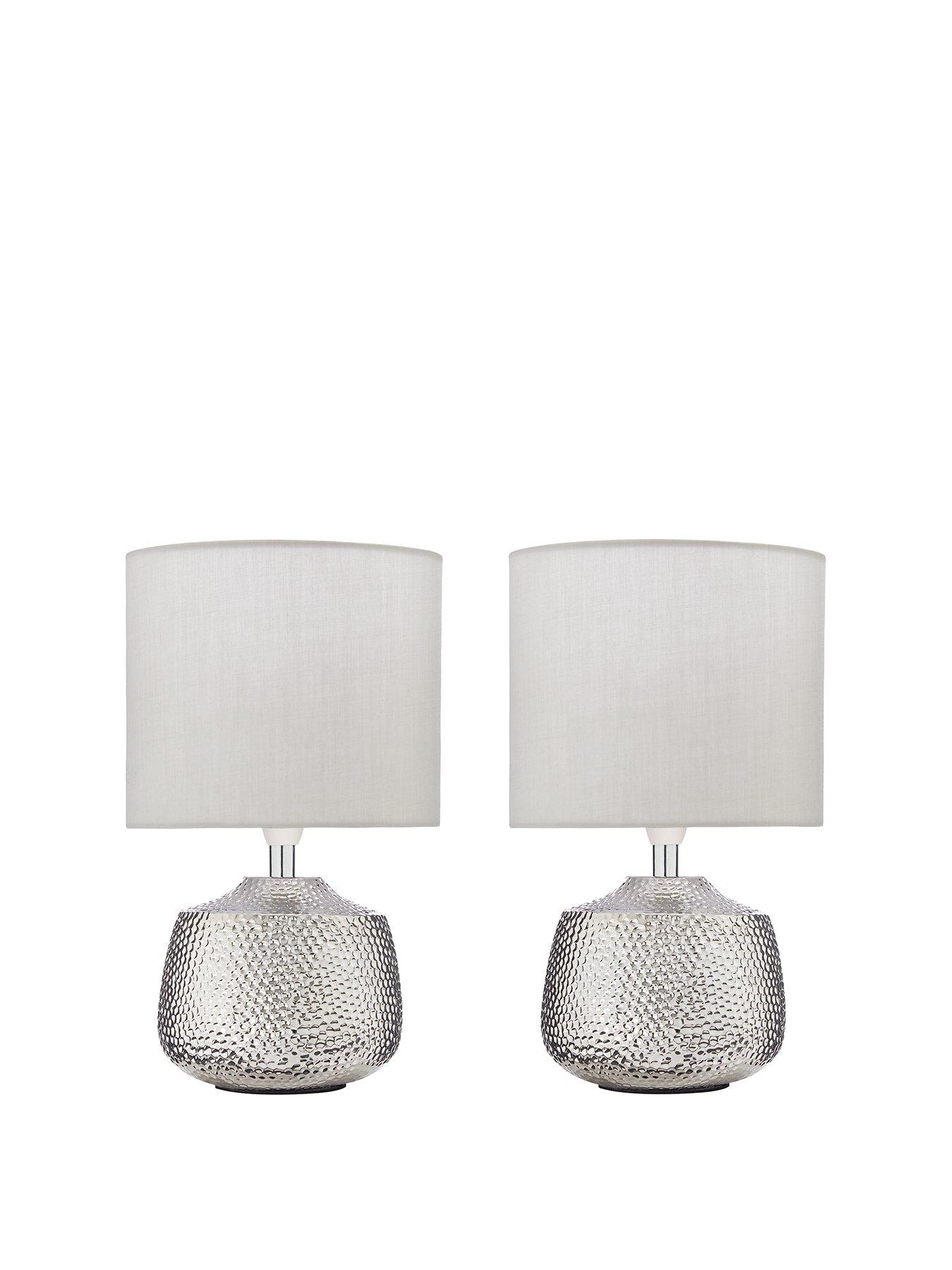 Very Home Set of 2 Hammer Metal Touch Table Lamps - Grey/Silver | Very ...