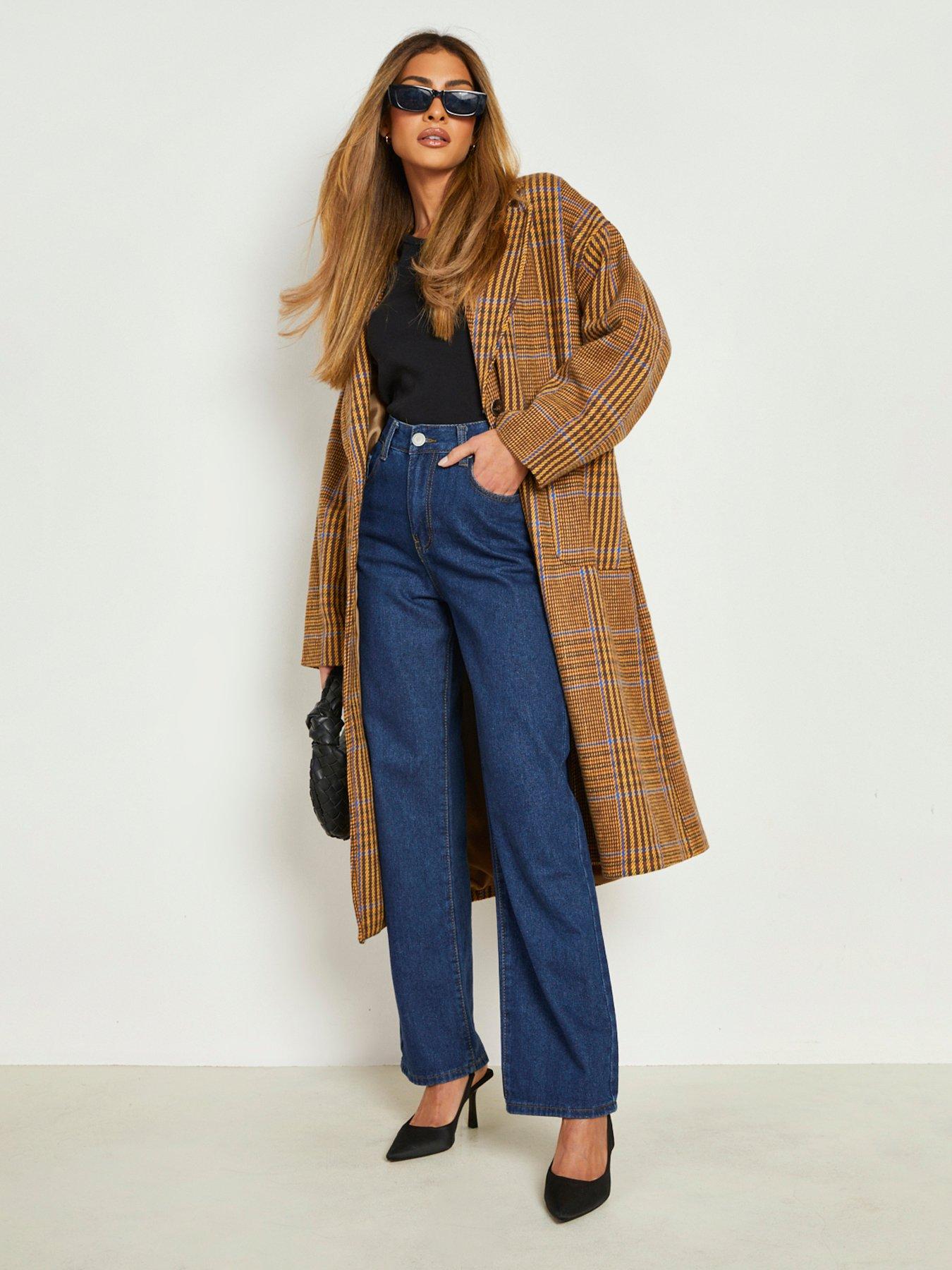 Boohoo Boohoo Check Wool Look Coat - Brown | Very Ireland