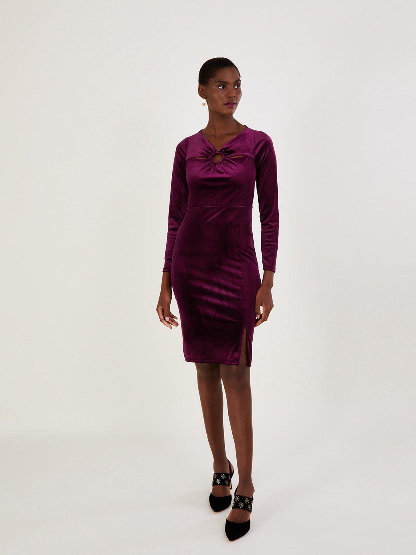 Monsoon Cece Velvet Shift Dress - Red | Very Ireland