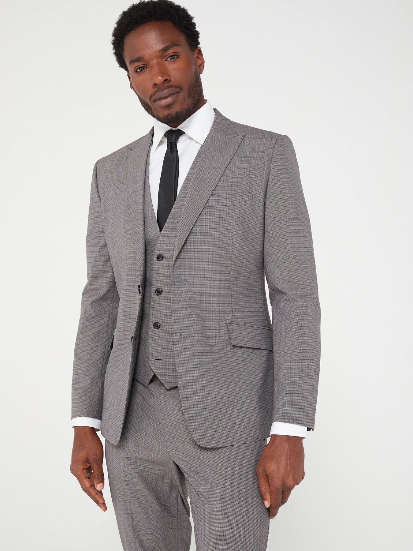 Peter Werth X Very Slim Fit Dogtooth Suit Jacket - Brown | Very Ireland