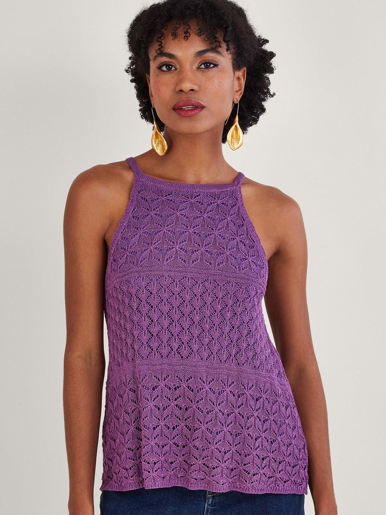 Monsoon Halter Metallic Pointelle Top - Pink | Very Ireland