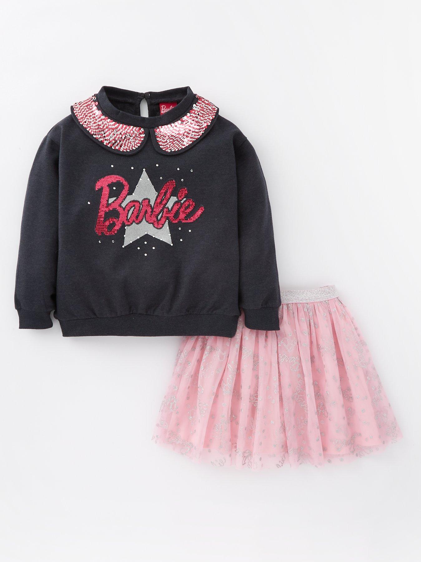 Barbie 2 Piece Sequin Collar Sweat and Tutu Skirt Set - Black | Very ...