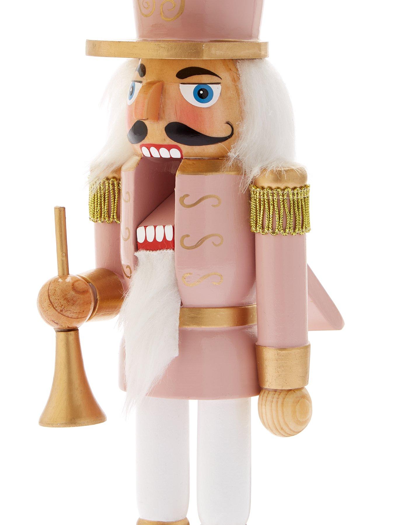 Very Home Set of 2 Pink/White Nutcracker Christmas Decorations - 12 ...