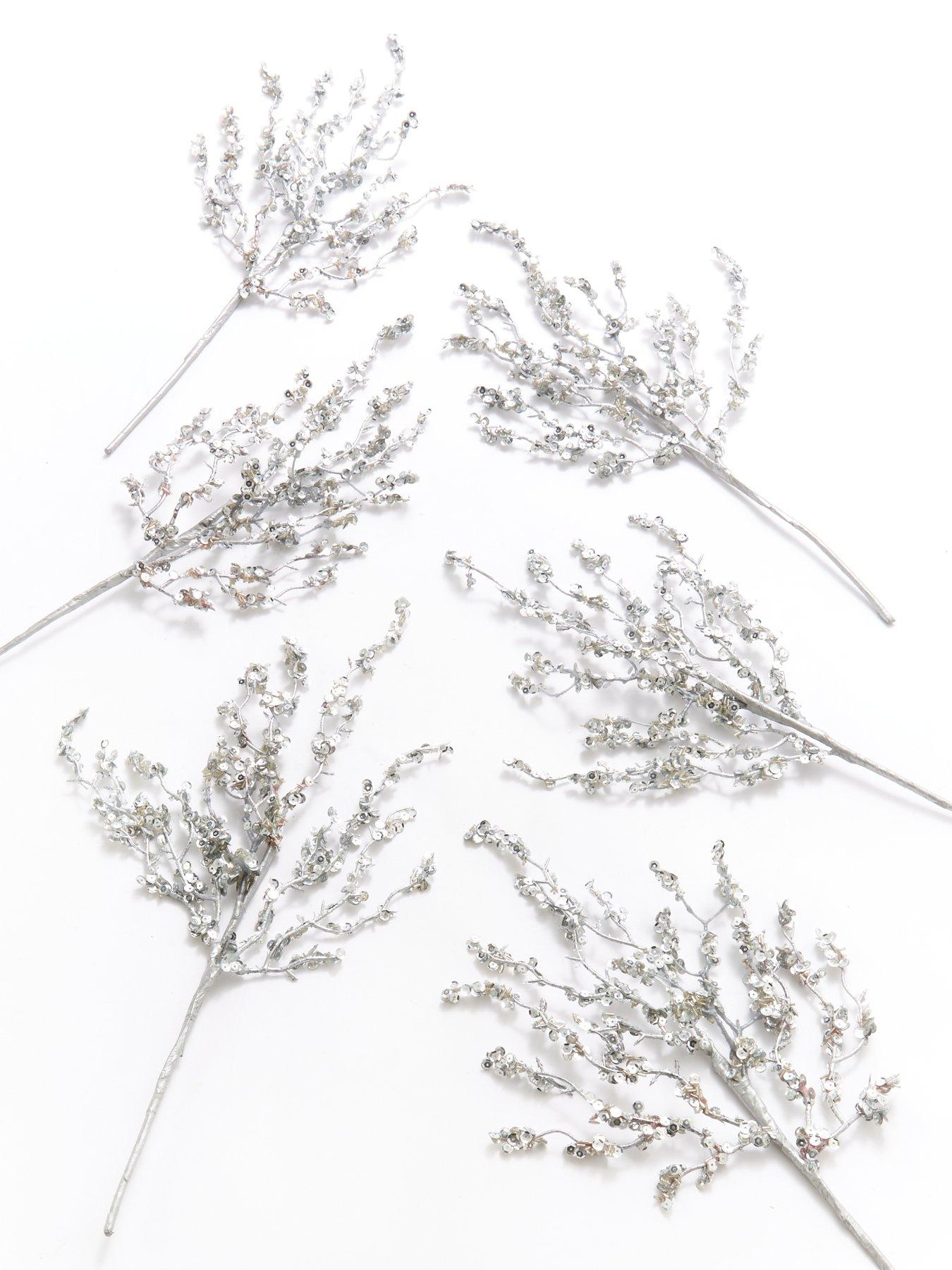Very Home Set of 6 Silver Tingle Christmas Tree Picks | Very Ireland