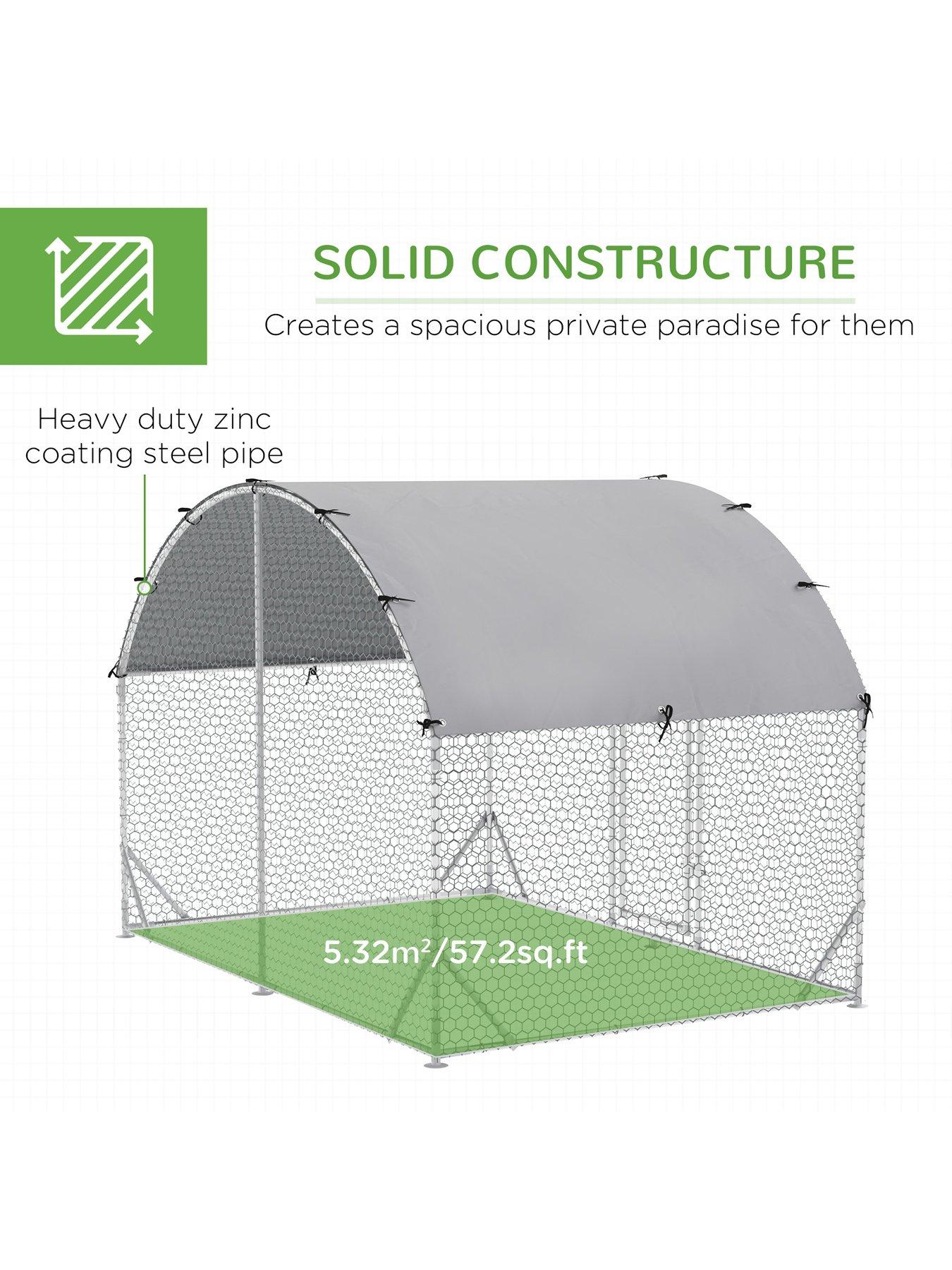 PawHut PawHut Walk In Chicken Run Galvanized Chicken Coop Hen Poultry ...