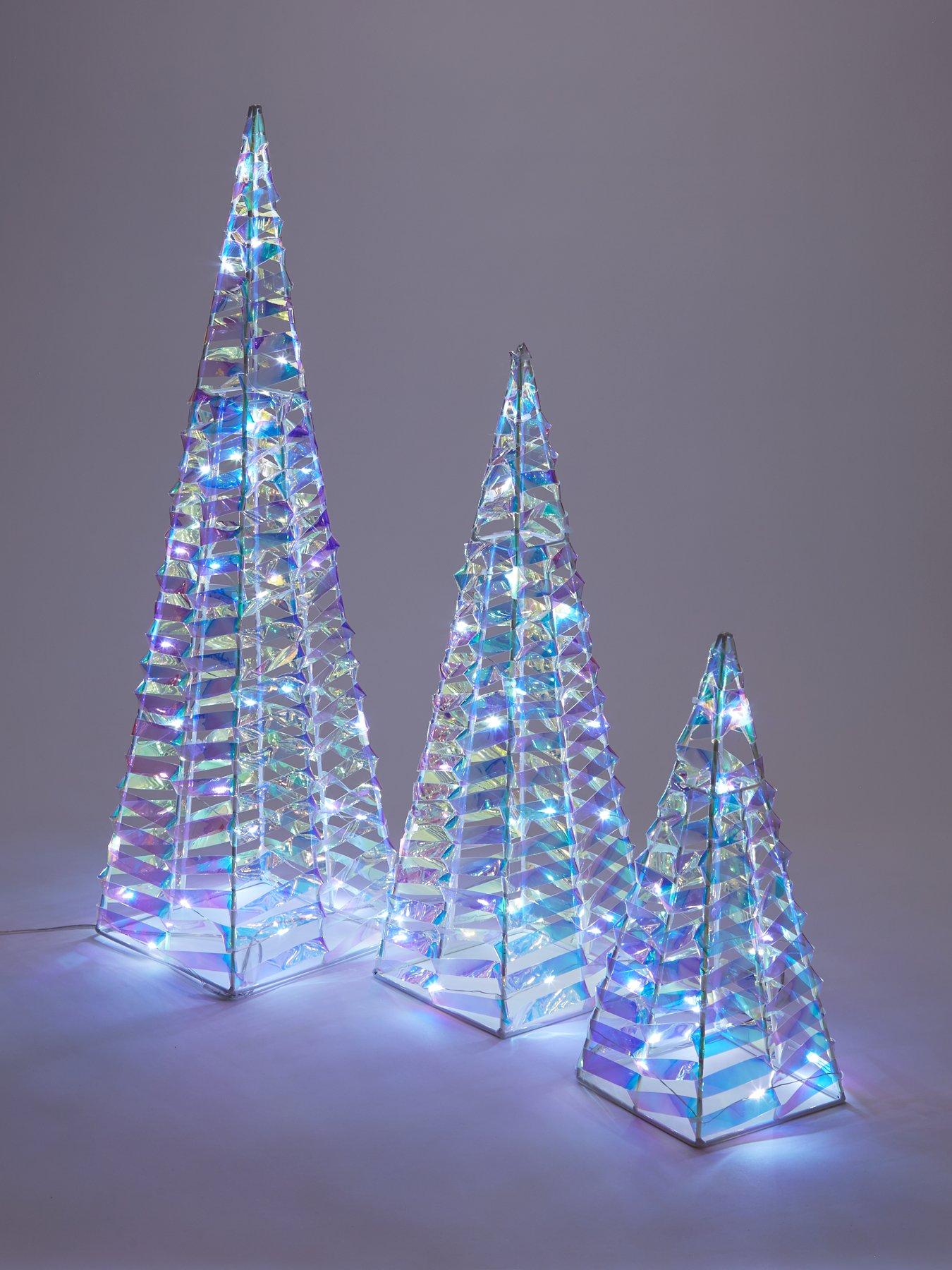 Very Home Set of 3 Battery Operated Iridescent Lit Cone Multifunction Outdoor Christmas Lights Very Ireland
