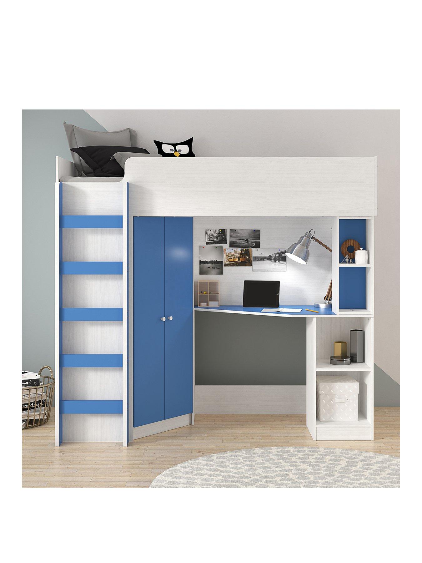 Miami Fresh High Sleeper with Mattress Options Buy and SAVE Blue