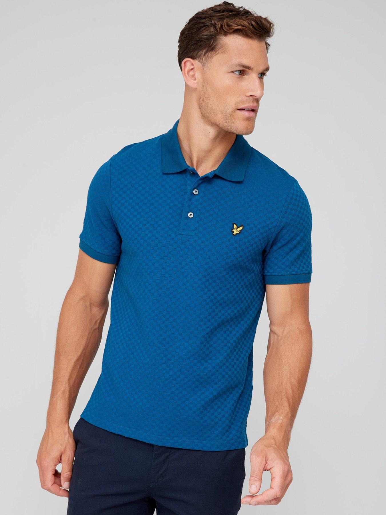 Lyle & Scott Grid Texture Polo Shirt - Dark Blue | Very Ireland