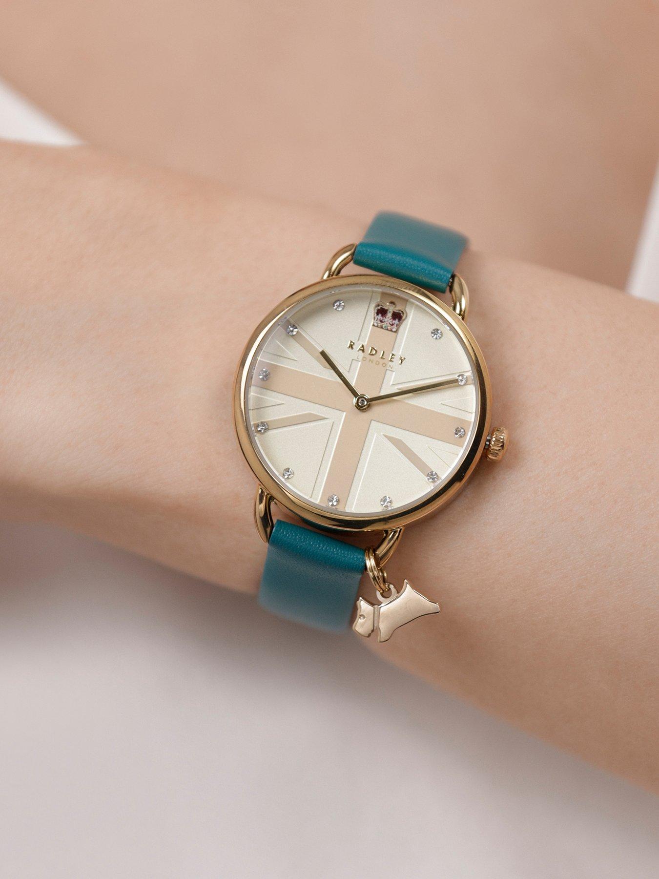 Radley Royal Radley Beige Union Jack Dial Teal Leather, 42% OFF