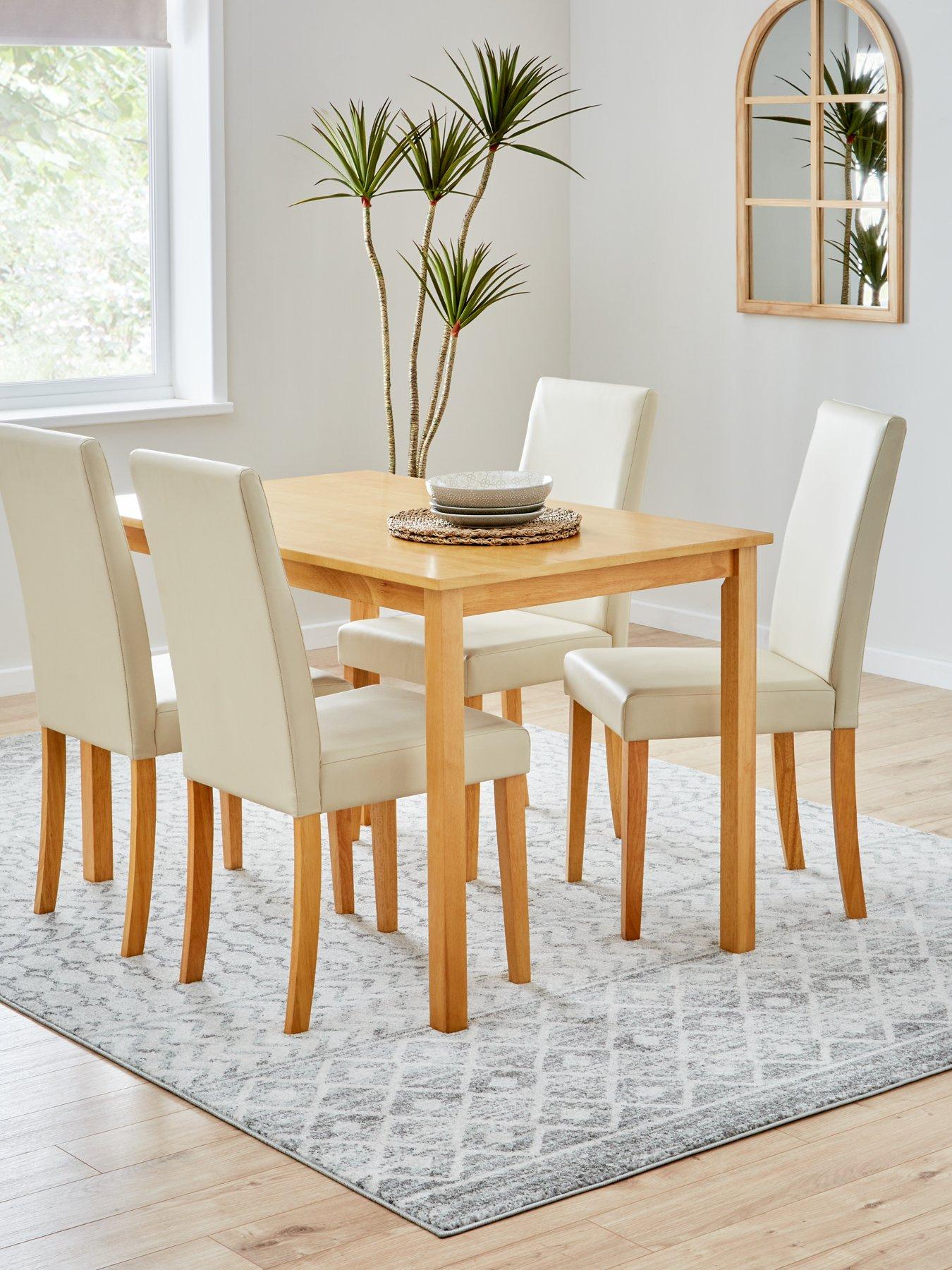Very Home Primo 120 cm Dining Table 4 Faux Leather Chairs Wood Cream Very Ireland