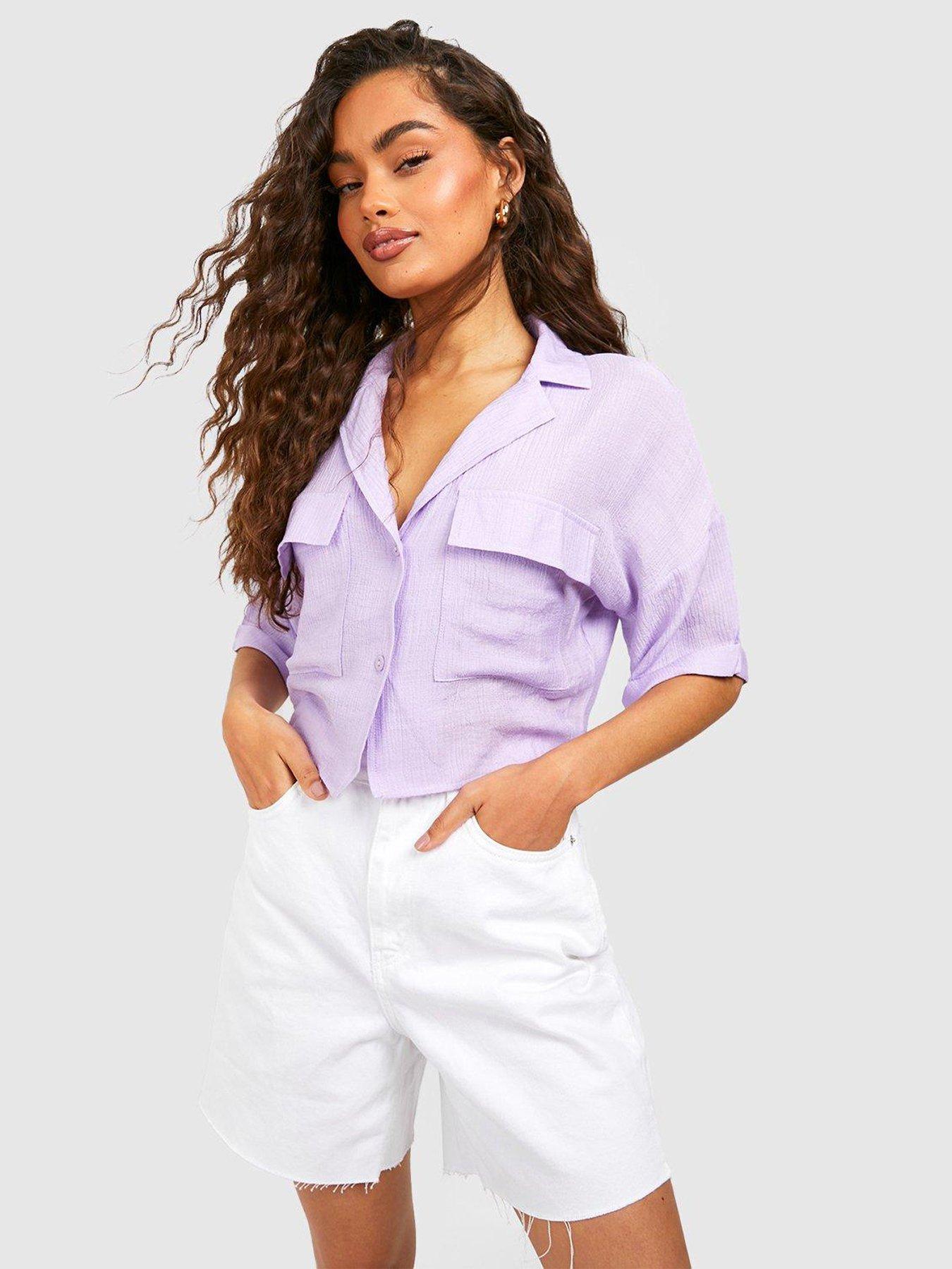 Boohoo Oversized Linen Shirt - Purple | Very Ireland