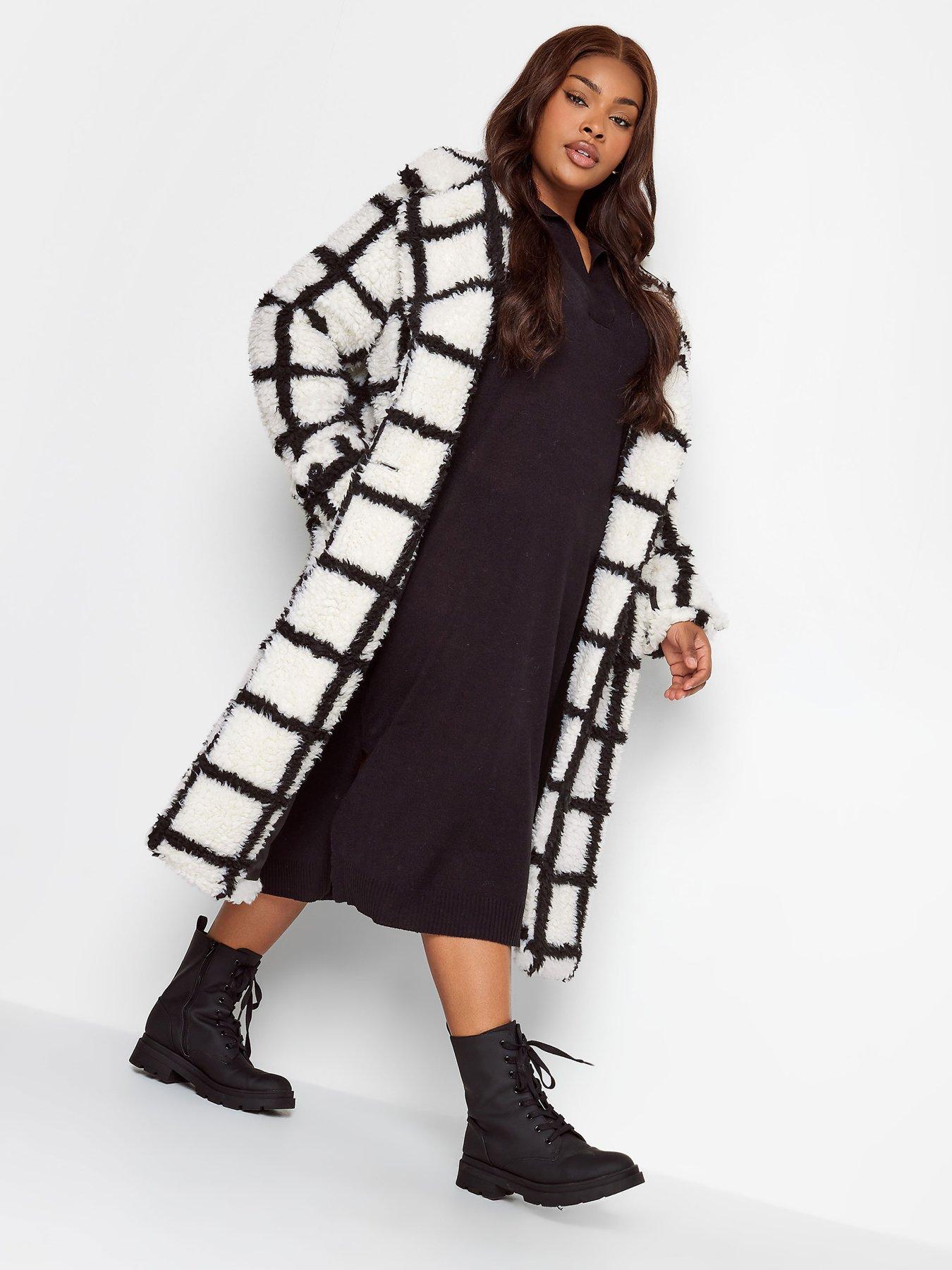 Yours Maxi Borg Coat - Check - Black | Very Ireland