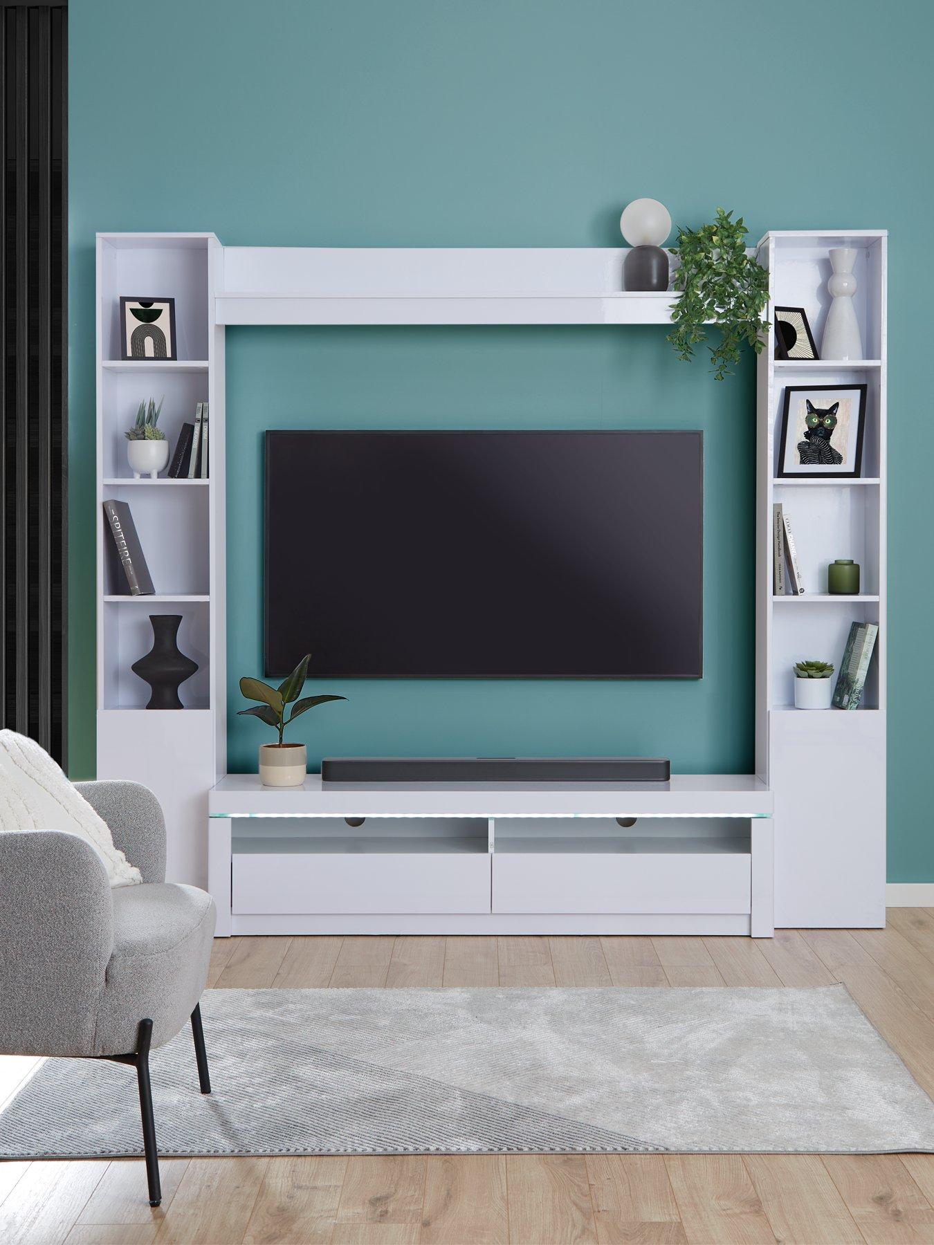 Very Home Atlantic High Gloss TV Unit with LED Light (fits up to 65 ...