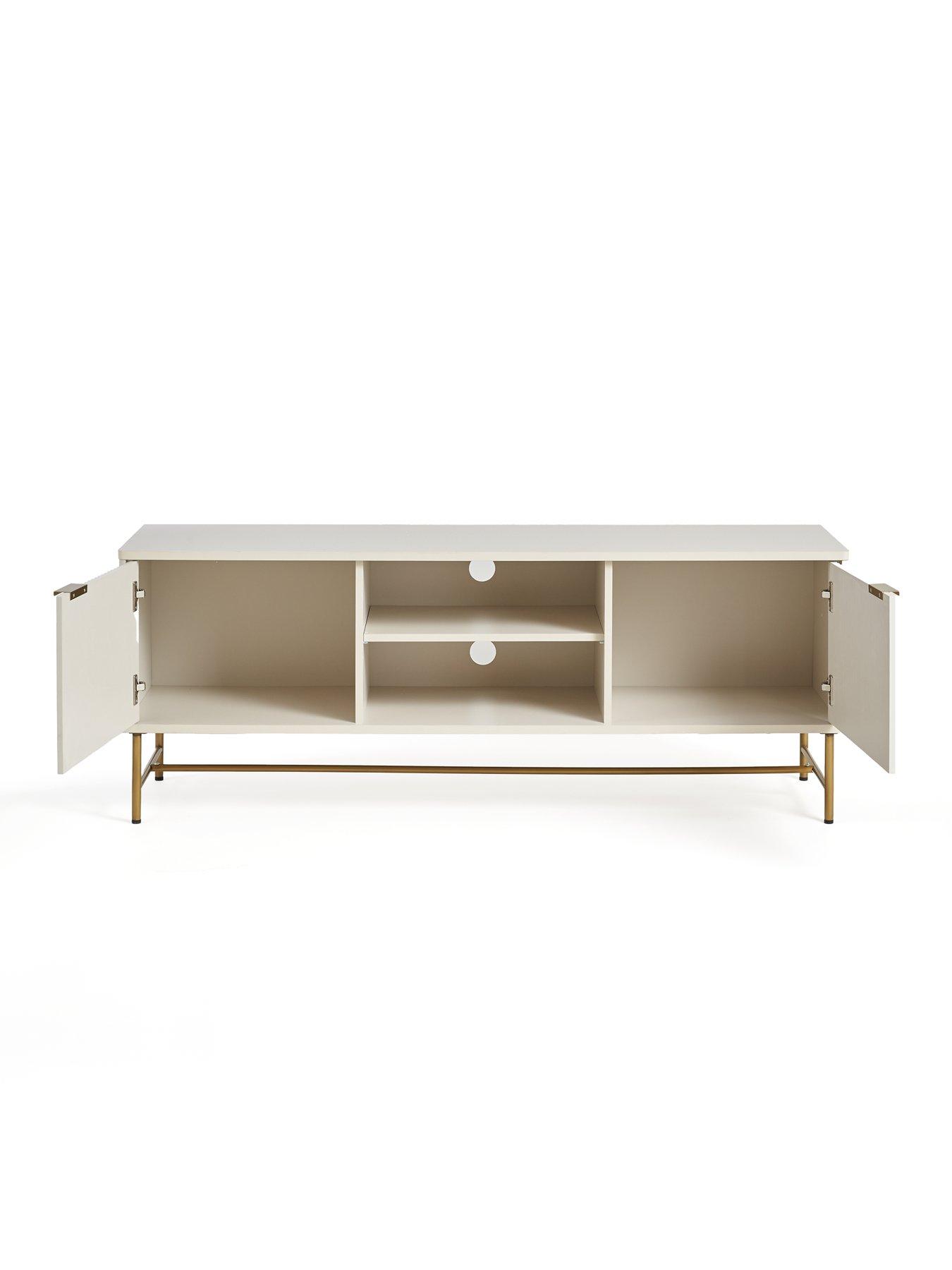 The Very Collection Cora TV Unit - Ivory/Brass - fits up to 60 inch TV ...