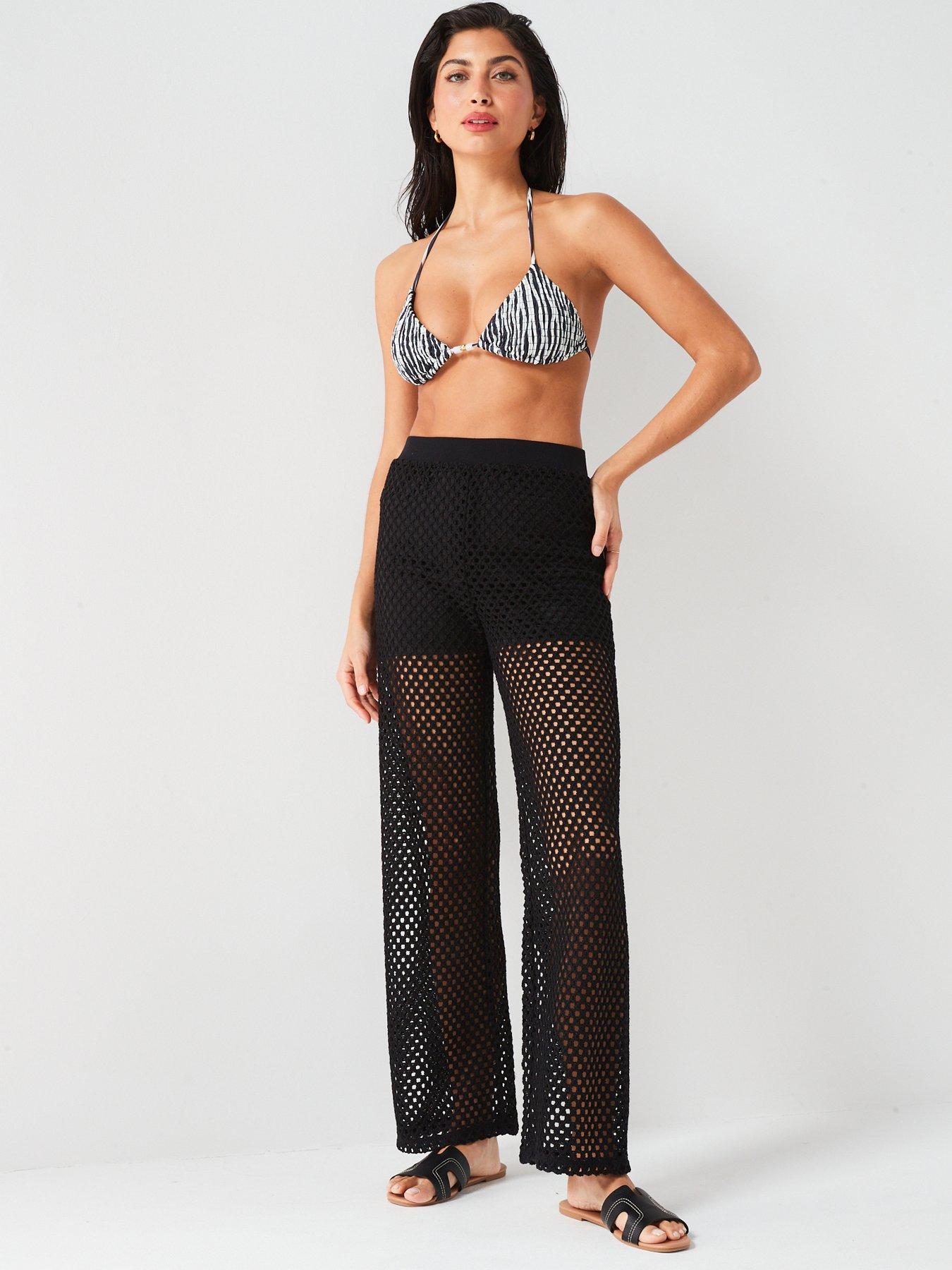 V by Very Crochet Beach Trousers Black Very Ireland