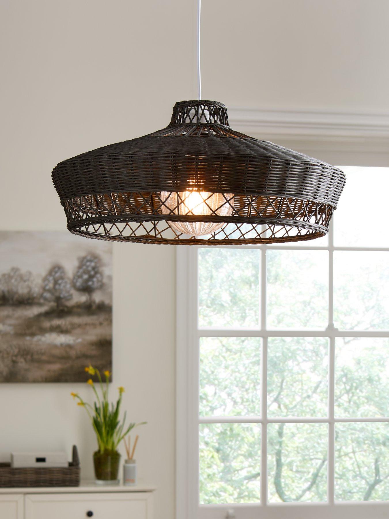 Very Home Rattan Easy Fit Pendant Black Very Ireland