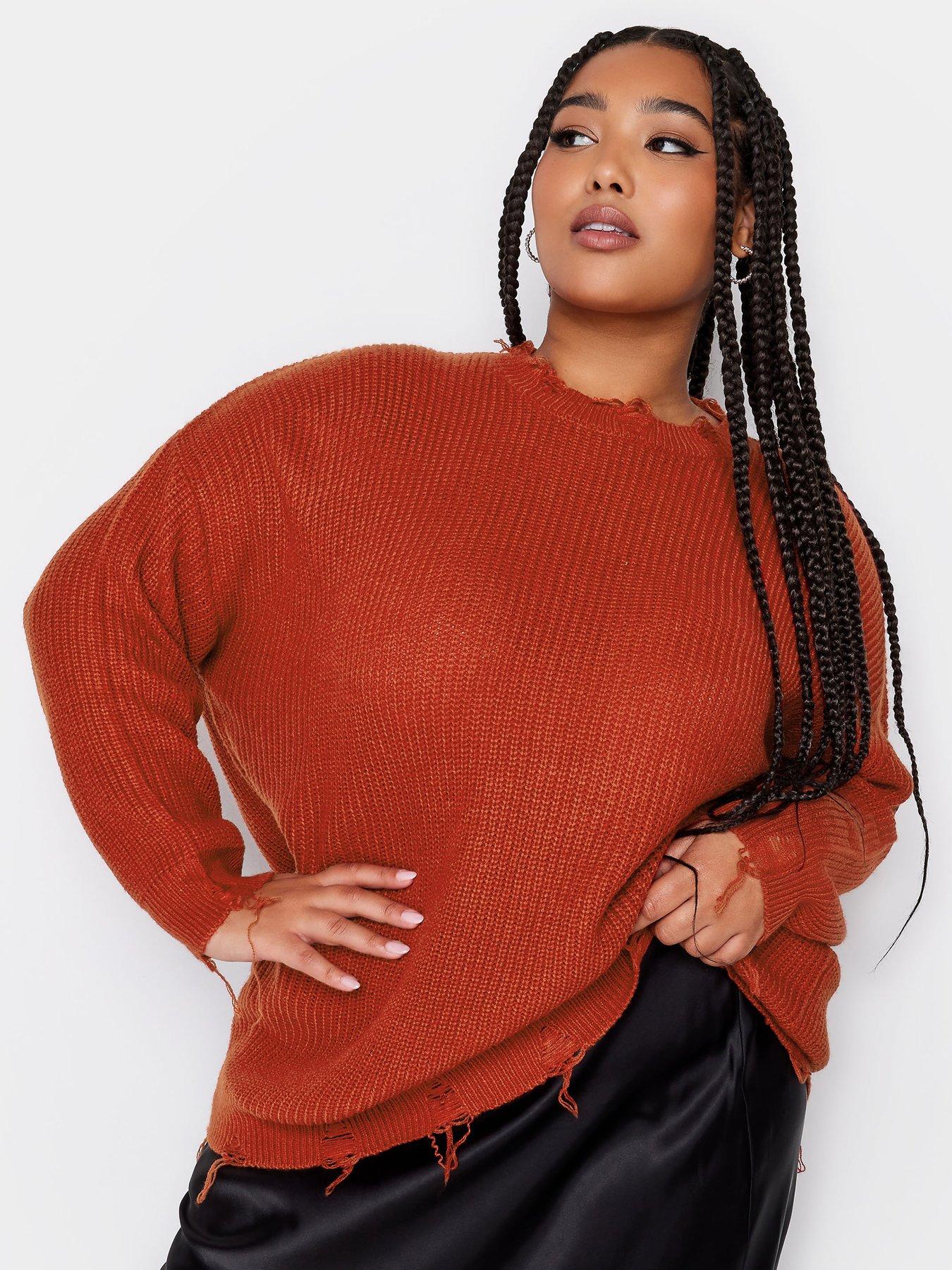 Yours Fashion Distressed Jumper Rust | Very Ireland