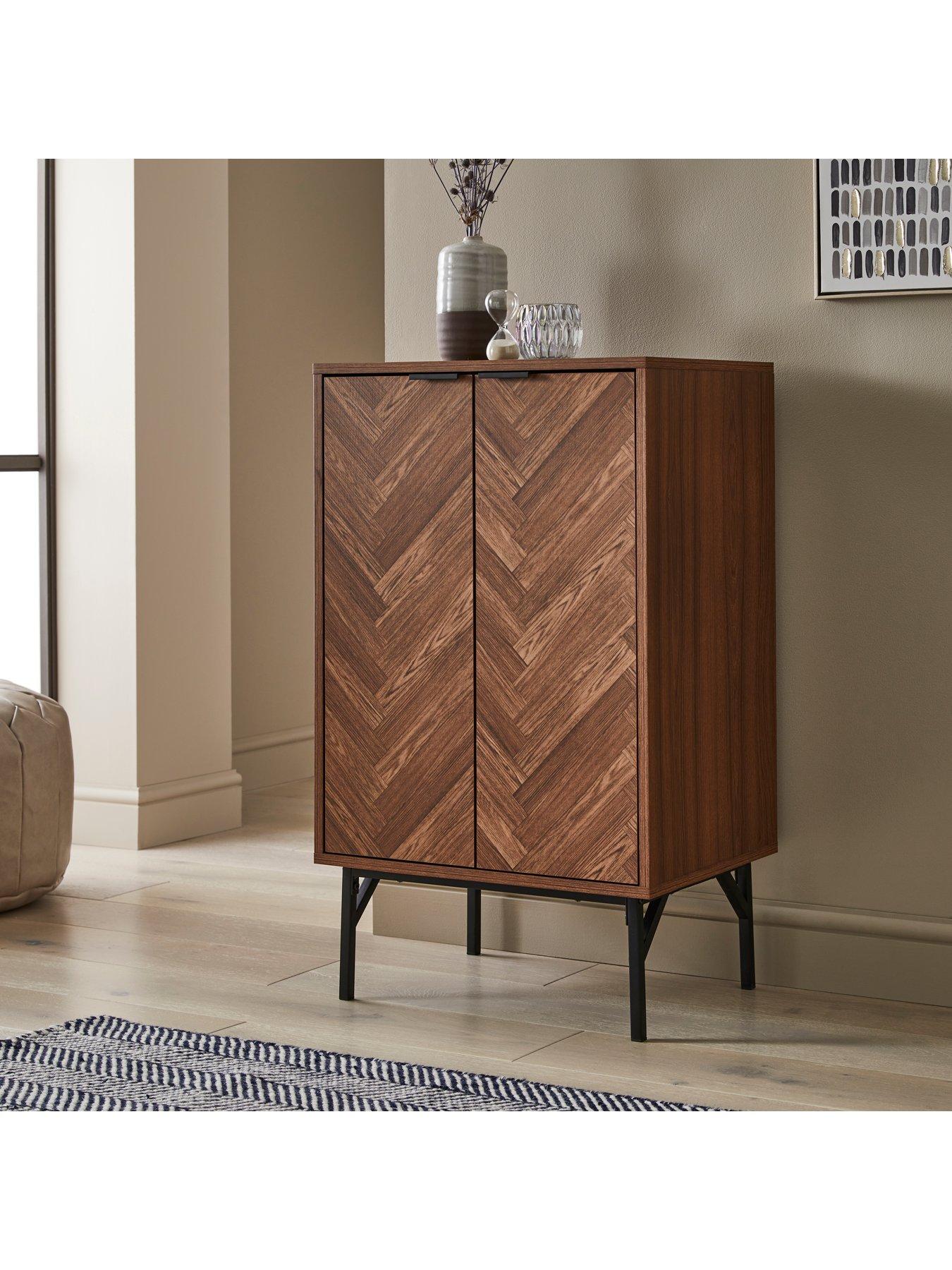 Lloyd Pascal Jude Dark Chevron 2 Door Storage - Walnut | Very Ireland