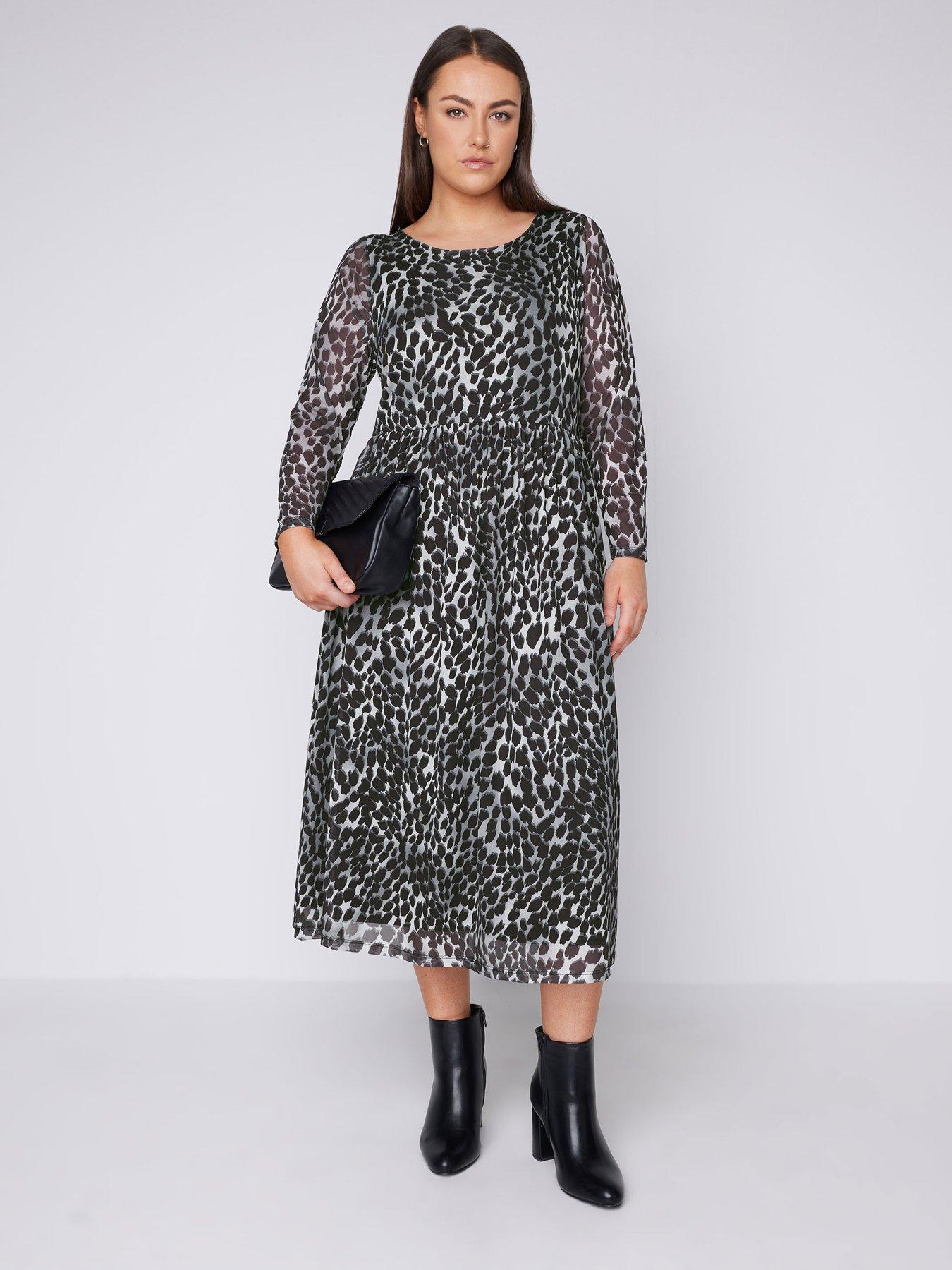 Evans Mesh Animal Midaxi Dress - Grey | Very Ireland