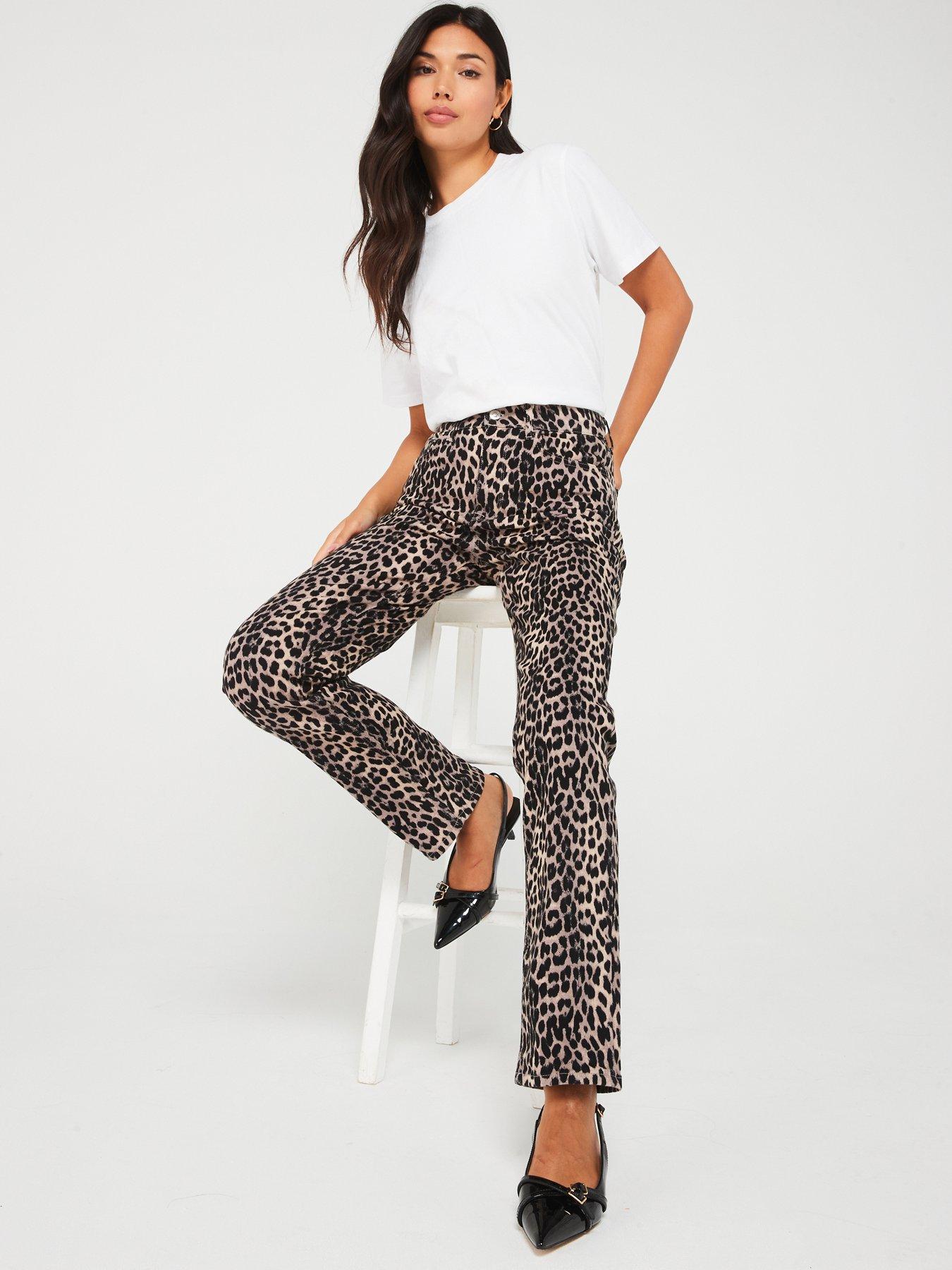 Only Straight Leg Leopard Print Jean - Black | Very Ireland