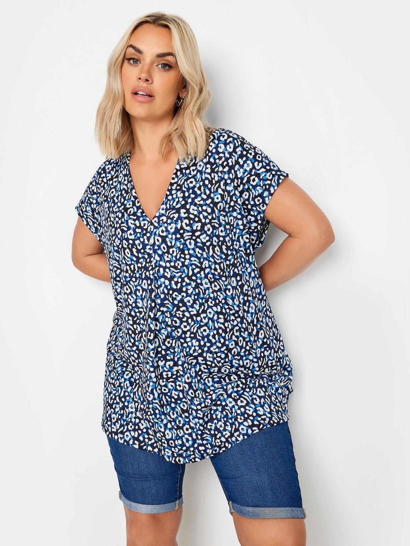 Yours Curve Pleat Grown On Leopard Print - Blue | Very Ireland
