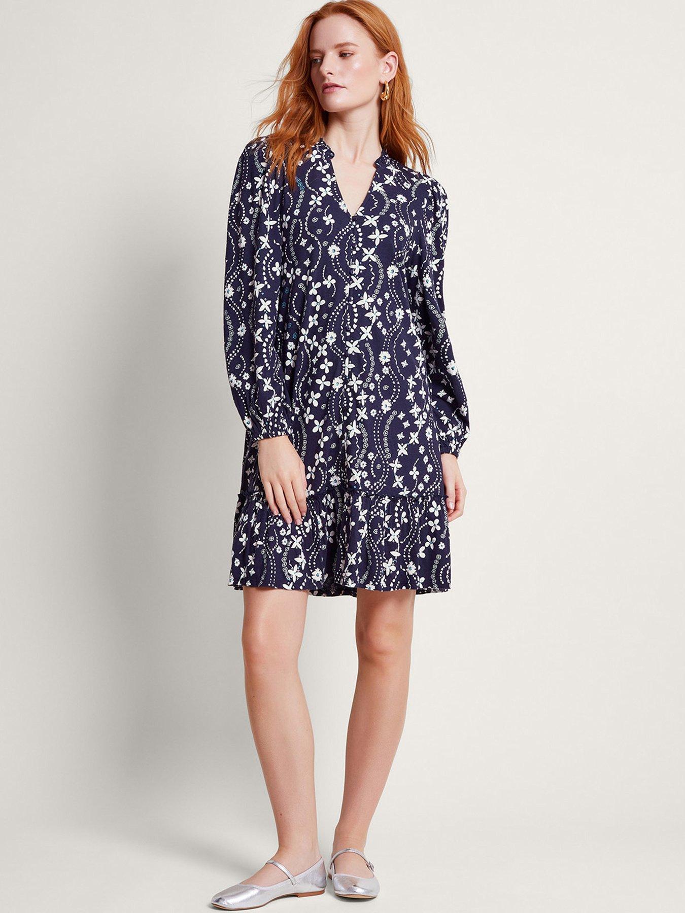 Monsoon Serena Print Dress Blue | Very Ireland