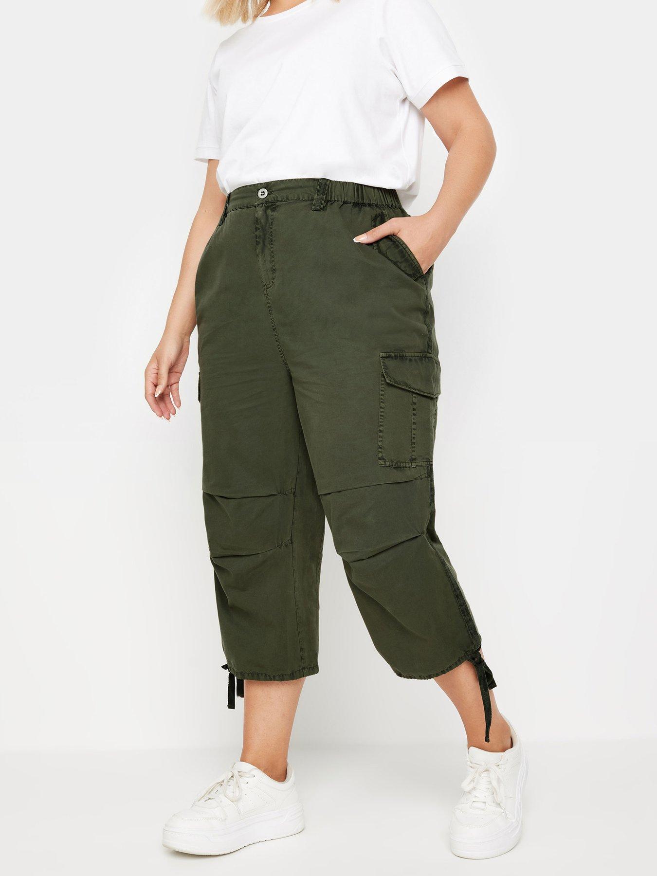 Yours Curve Crop Woven Cargo Crop - Green | Very Ireland