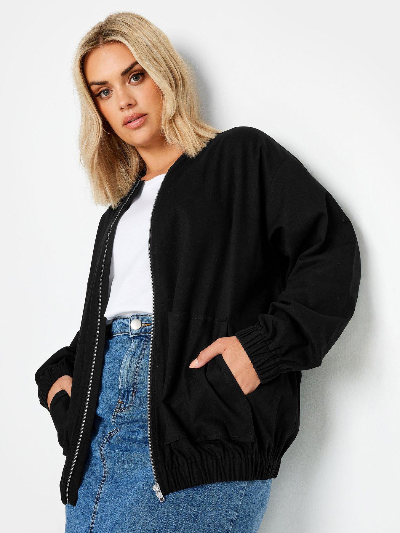 Yours Curve Twill Casual Bomber Black | Very Ireland