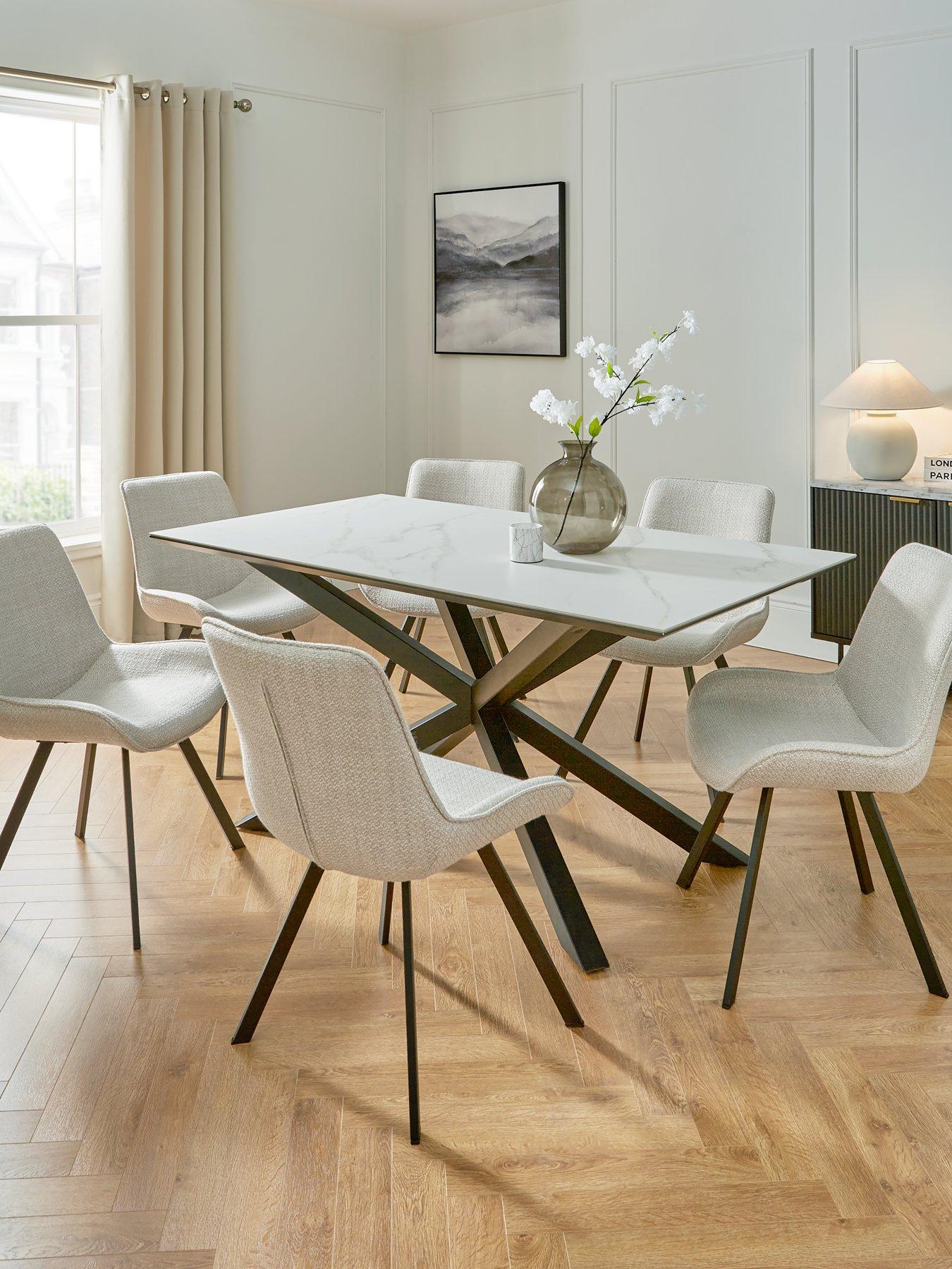 White ceramic top dining table store