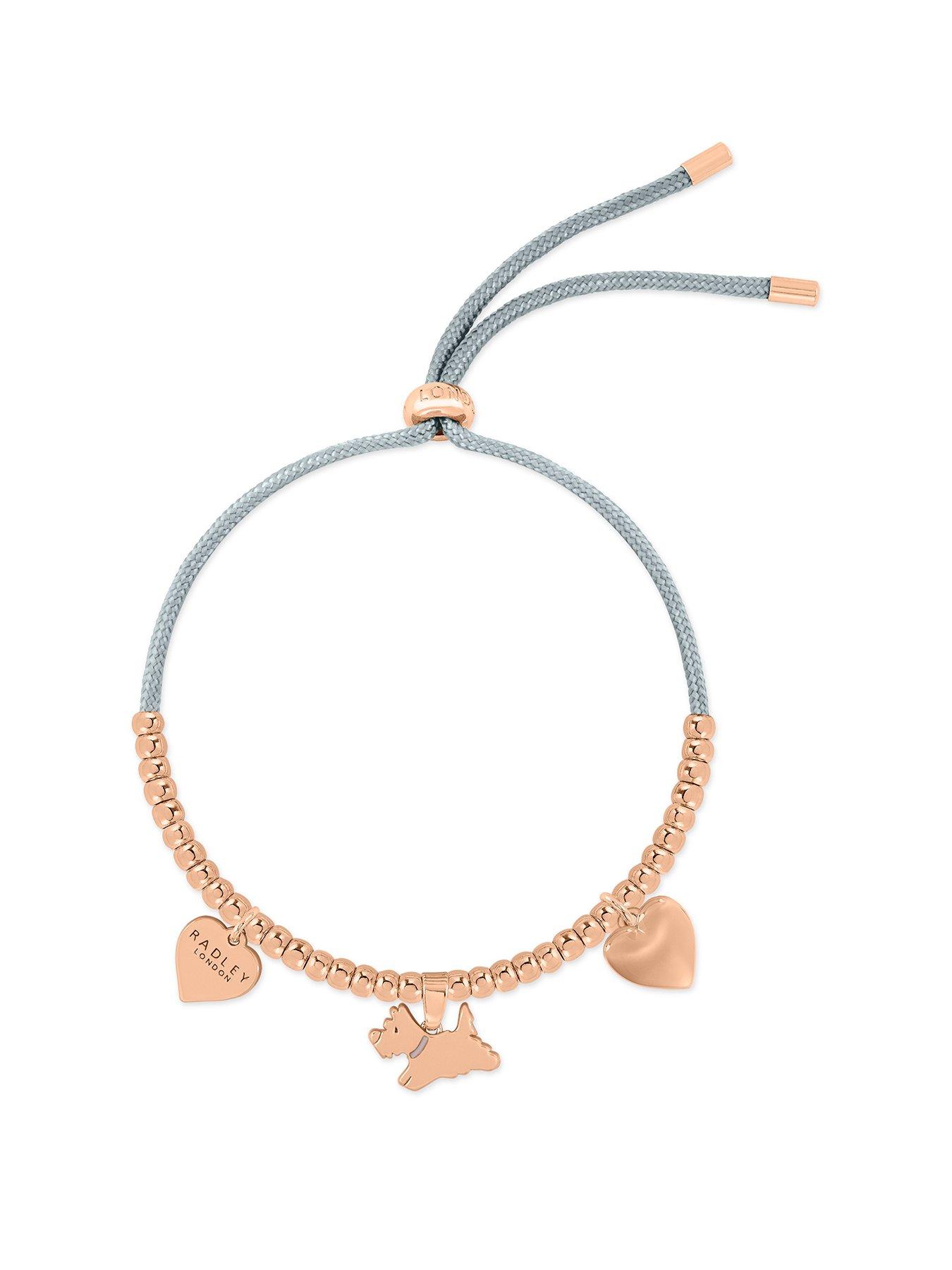 Radley Radley Love Letters Ladies Silver Plated Friendship Bracelet with Rose Gold Plated Balls and Etched Heart Pendant Very Ireland