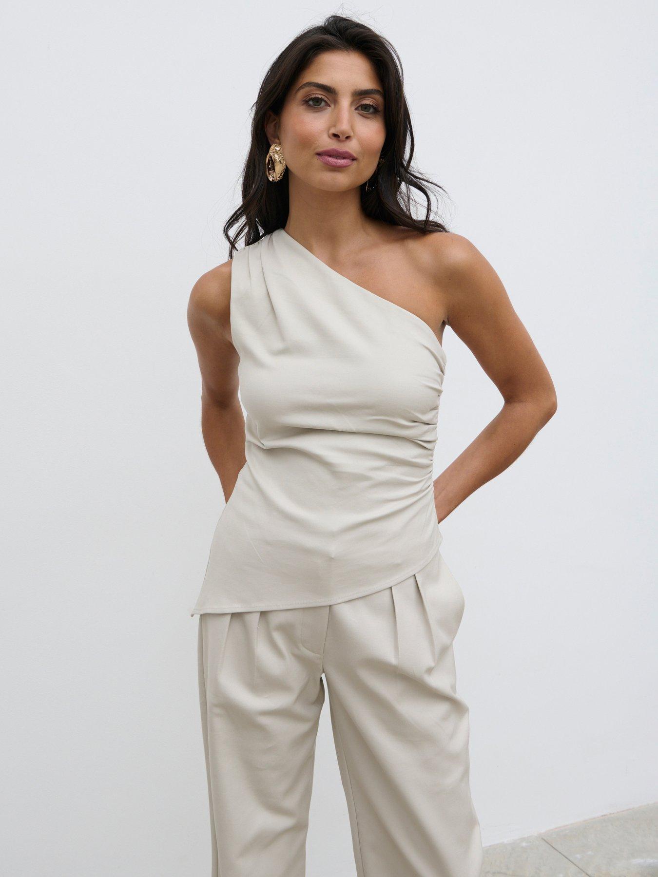 Pretty Lavish Lorna One Shoulder Ruched Top - White | Very Ireland