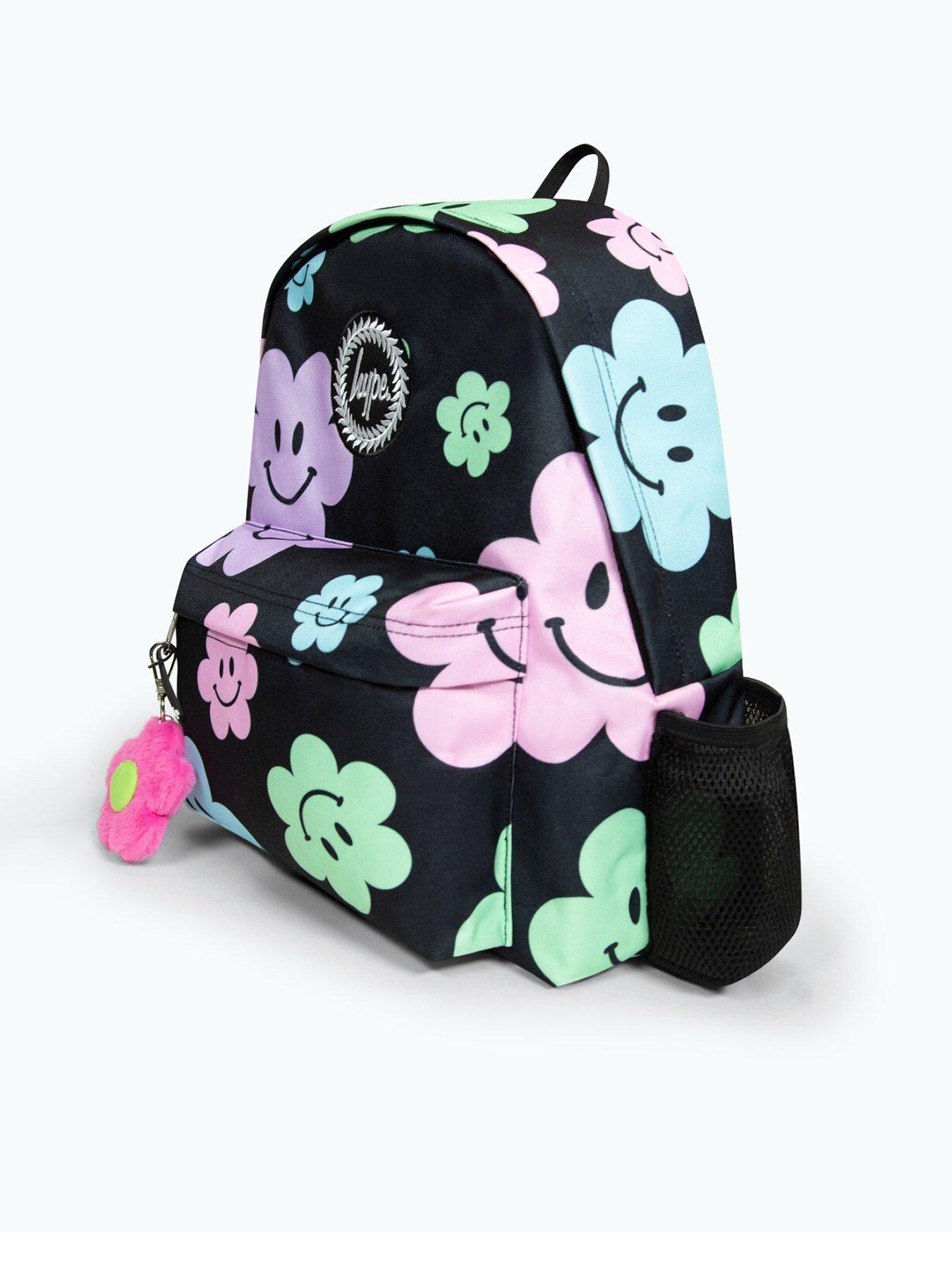 Hype Hype Unisex Black Happy Flowers Badge Backpack | Very Ireland
