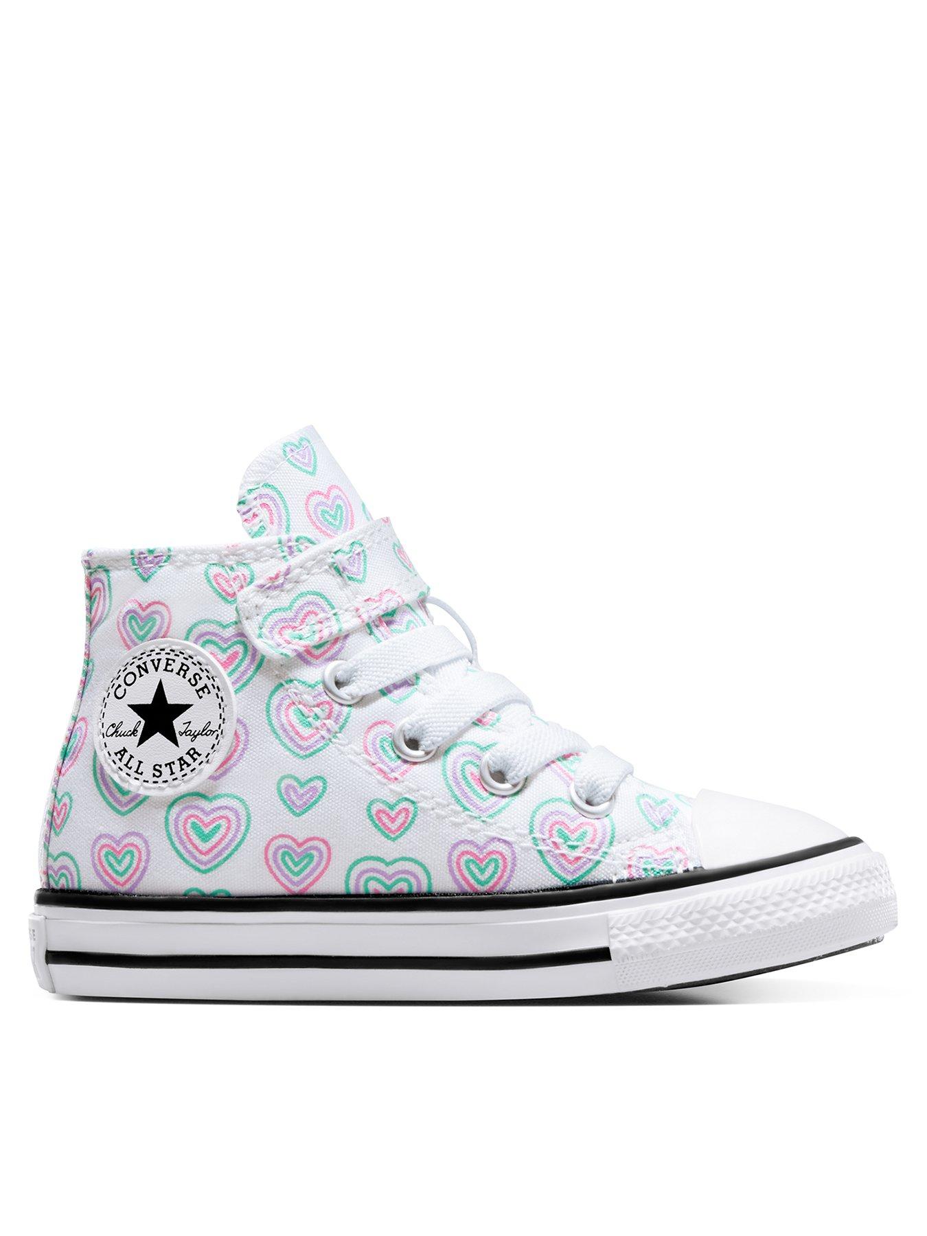 Converse Infants Happy Hearts Canvas Hi Trainers White pink Very Ireland