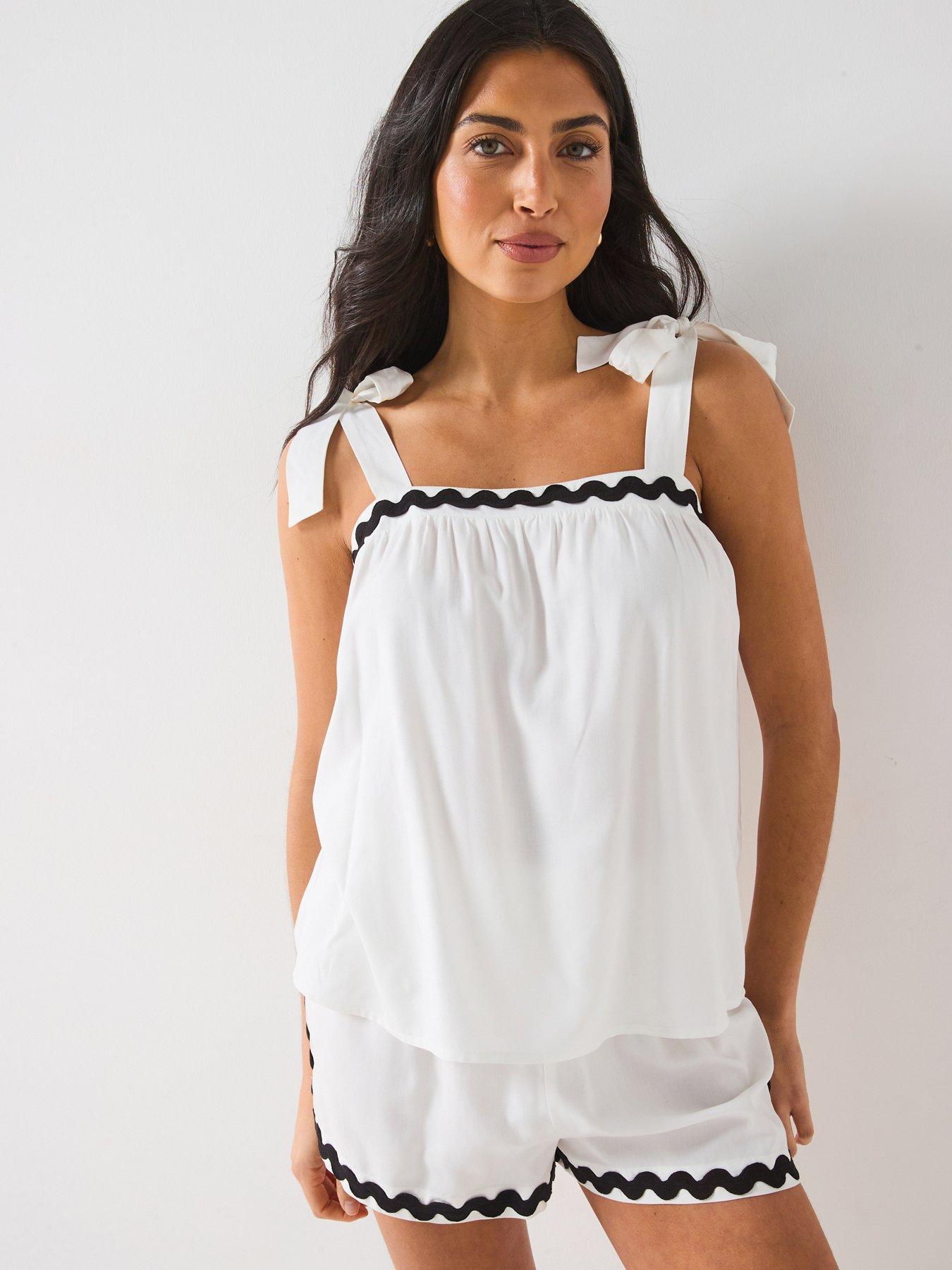 V by Very Rik Rak Tie Shoulder Cami Top - Ivory | Very Ireland