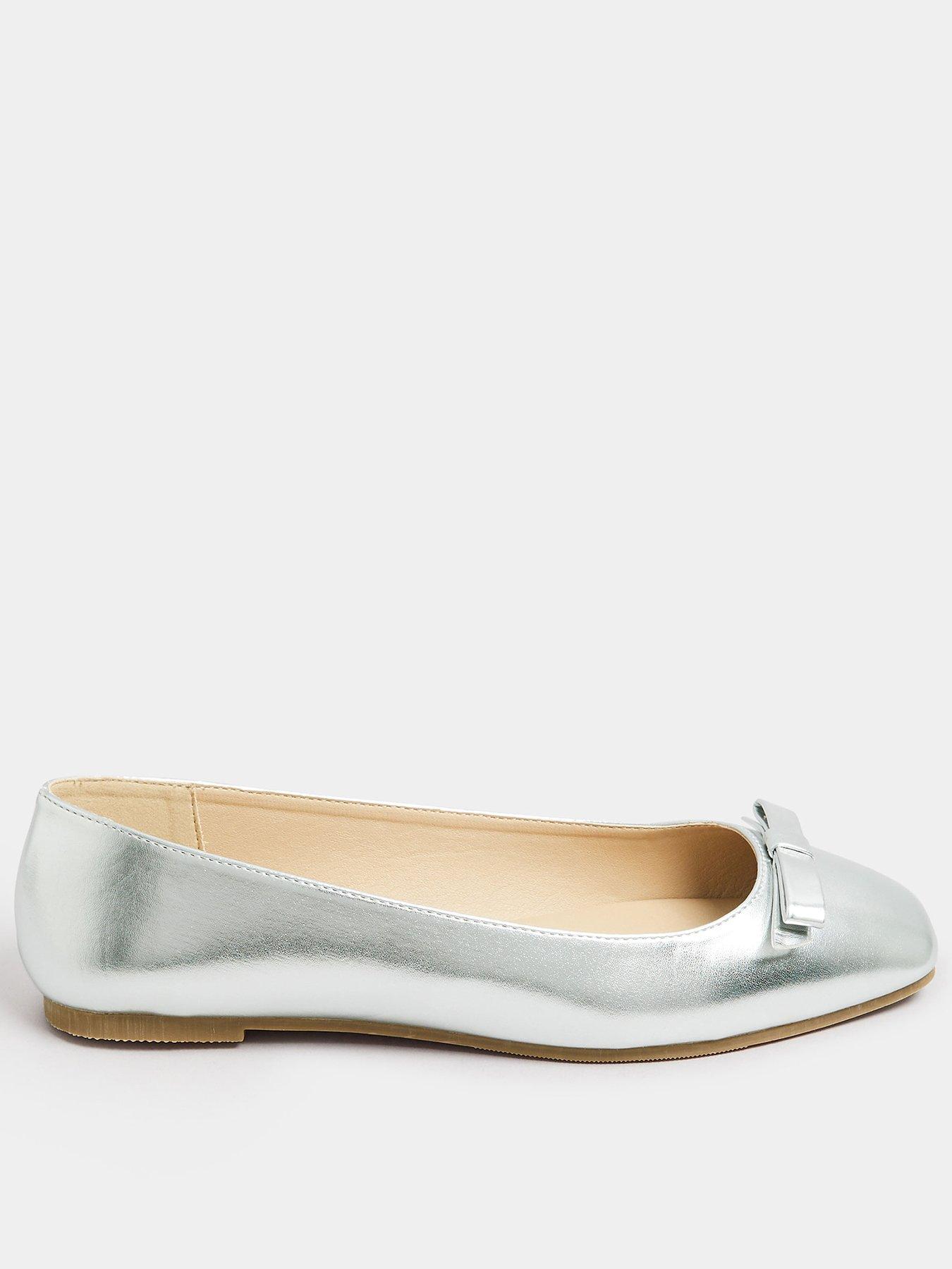 Long Tall Sally Square Toe Ballet Bow Pump - Silver | Very Ireland