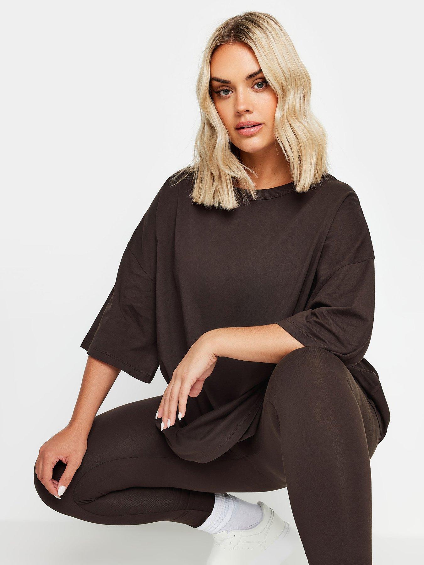 Yours Curve Boxy Tee - Brown | Very Ireland