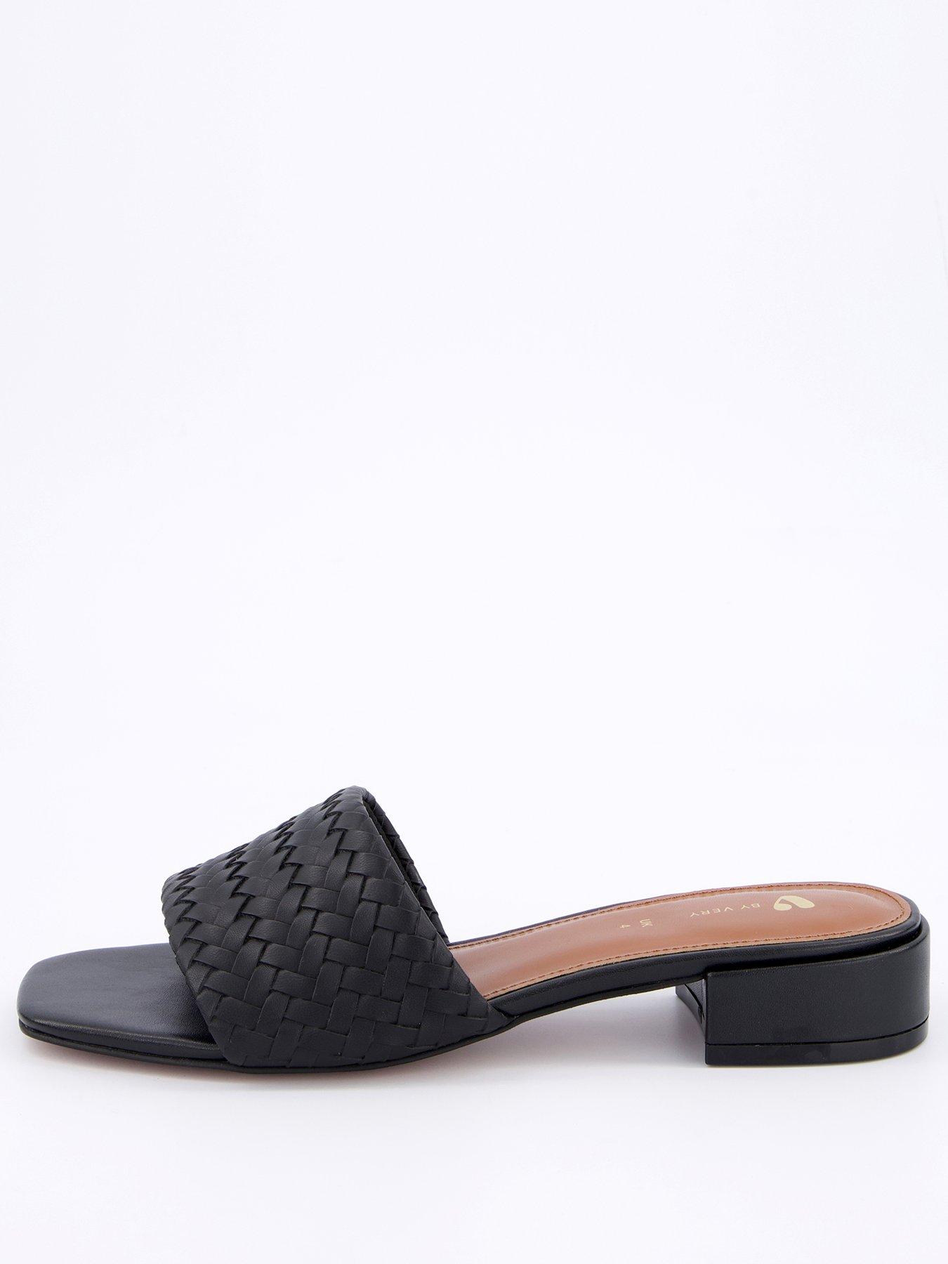 V by Very Weave Low Heel Sliders - Black | Very Ireland
