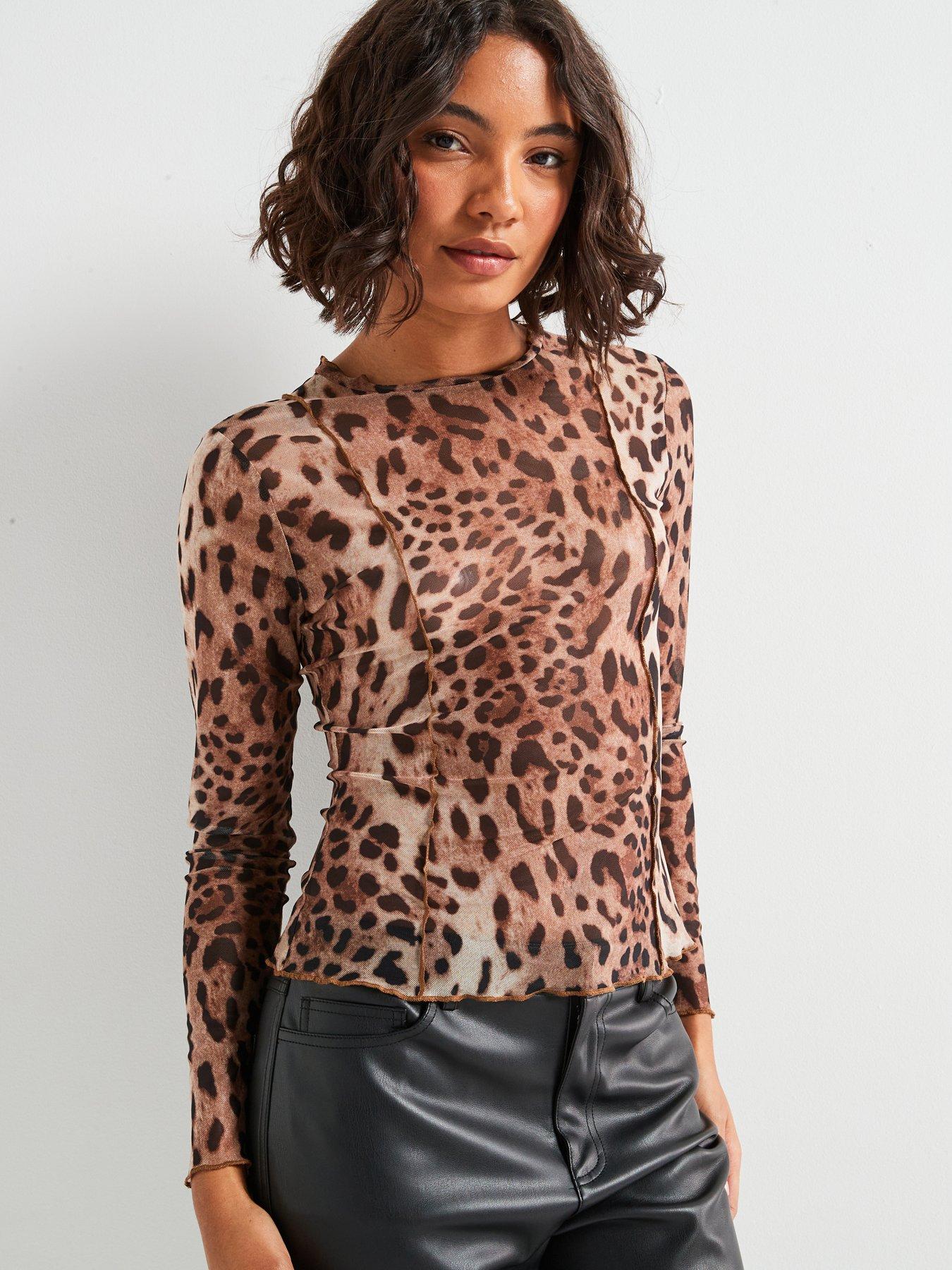 Vila Leopard Print Mesh Top - Multi | Very Ireland