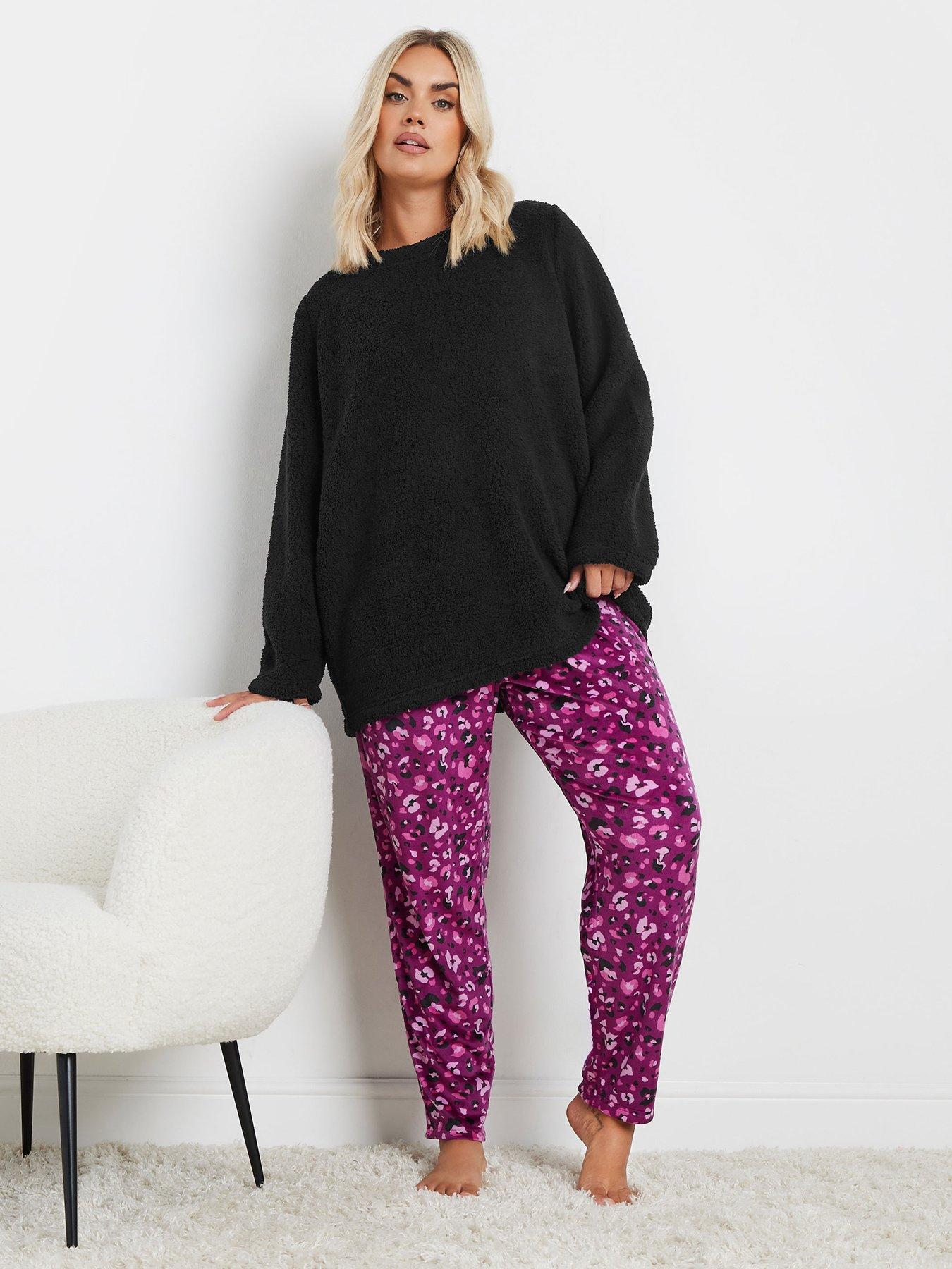 Yours Curve Animal Borg Lounge Set - Black | Very Ireland