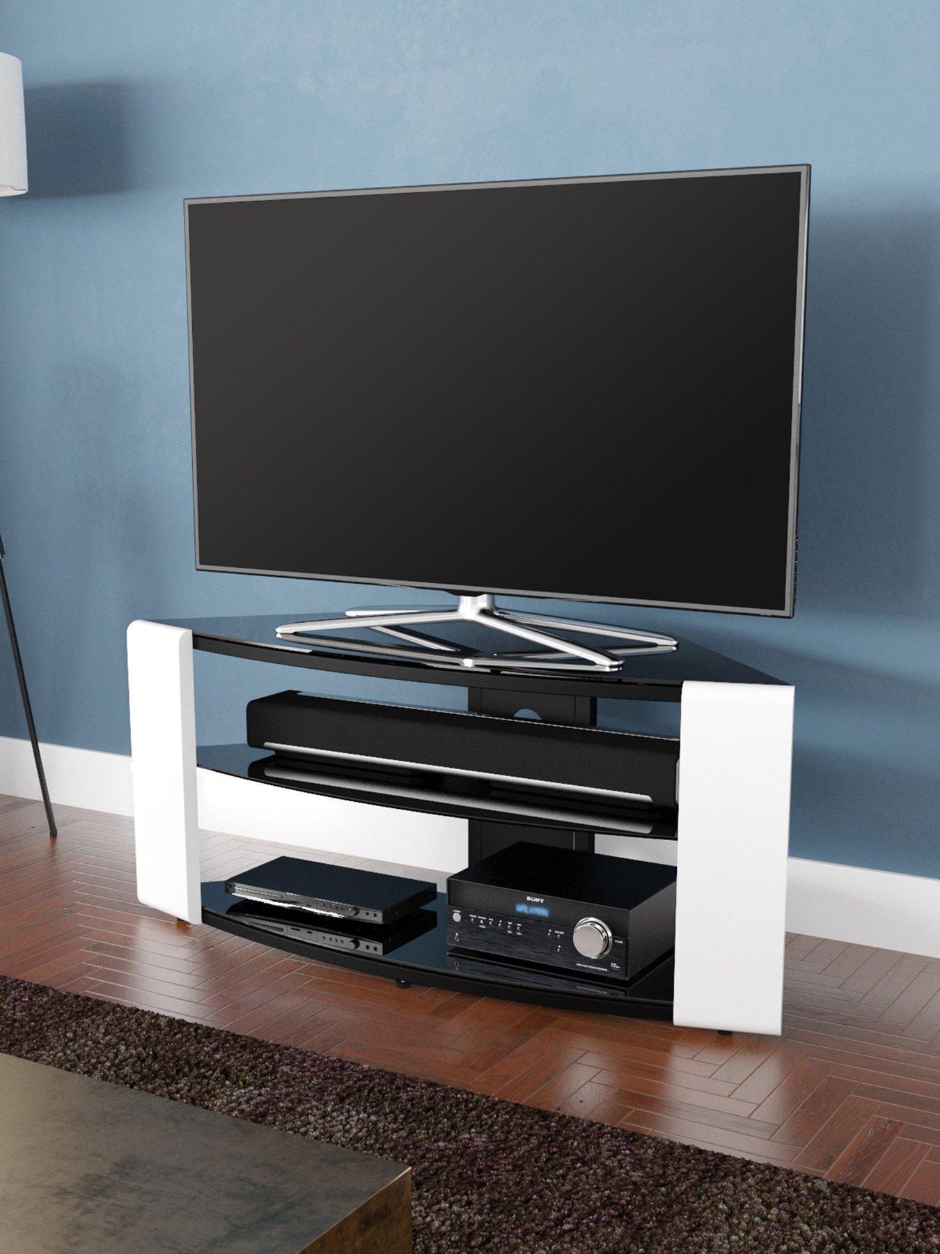 AVF Como Corner Combi Tv Stand - Gloss White / Black Glass | Very Ireland