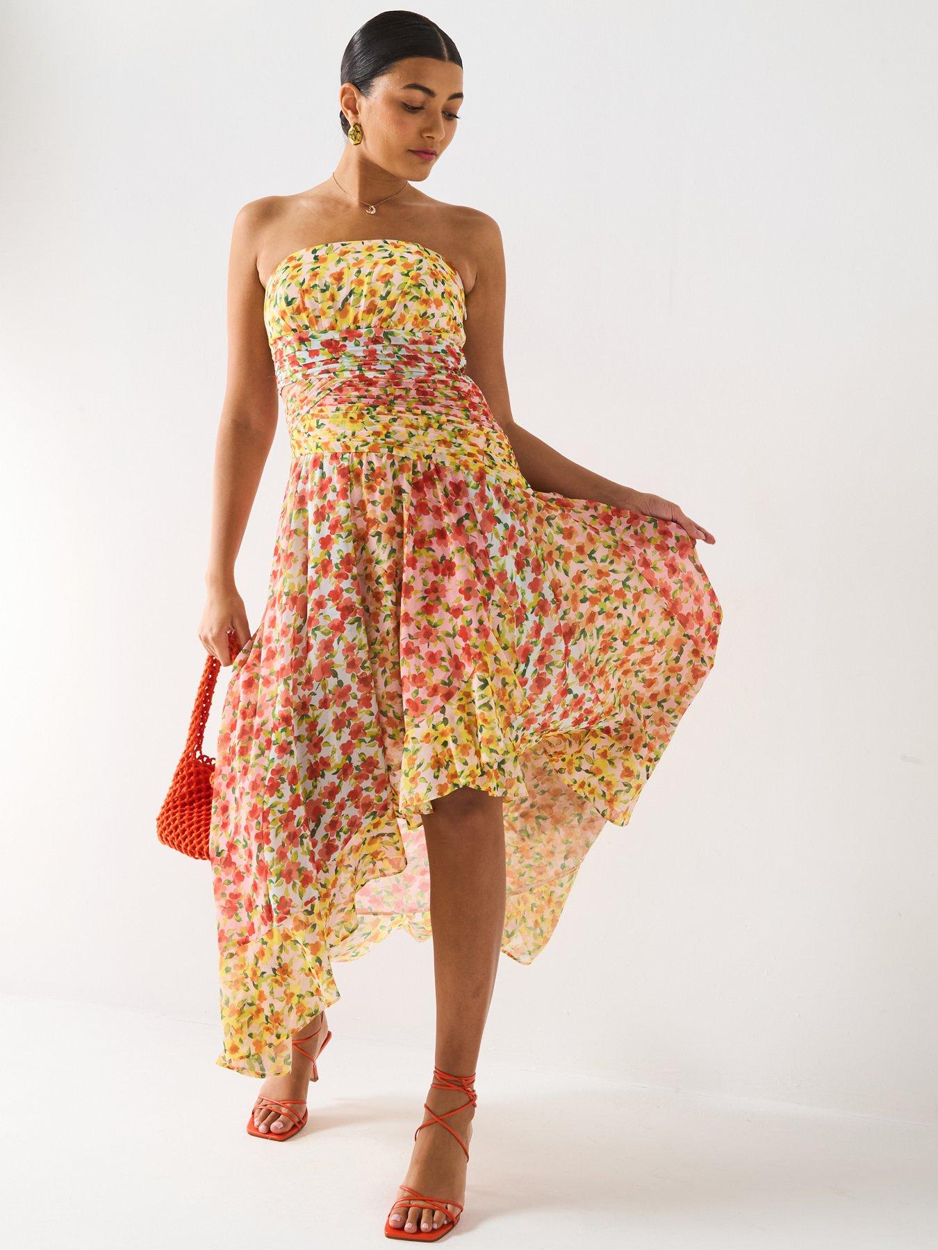 V by Very Cut Out Floral Printed Maxi Dress - Print | Very Ireland