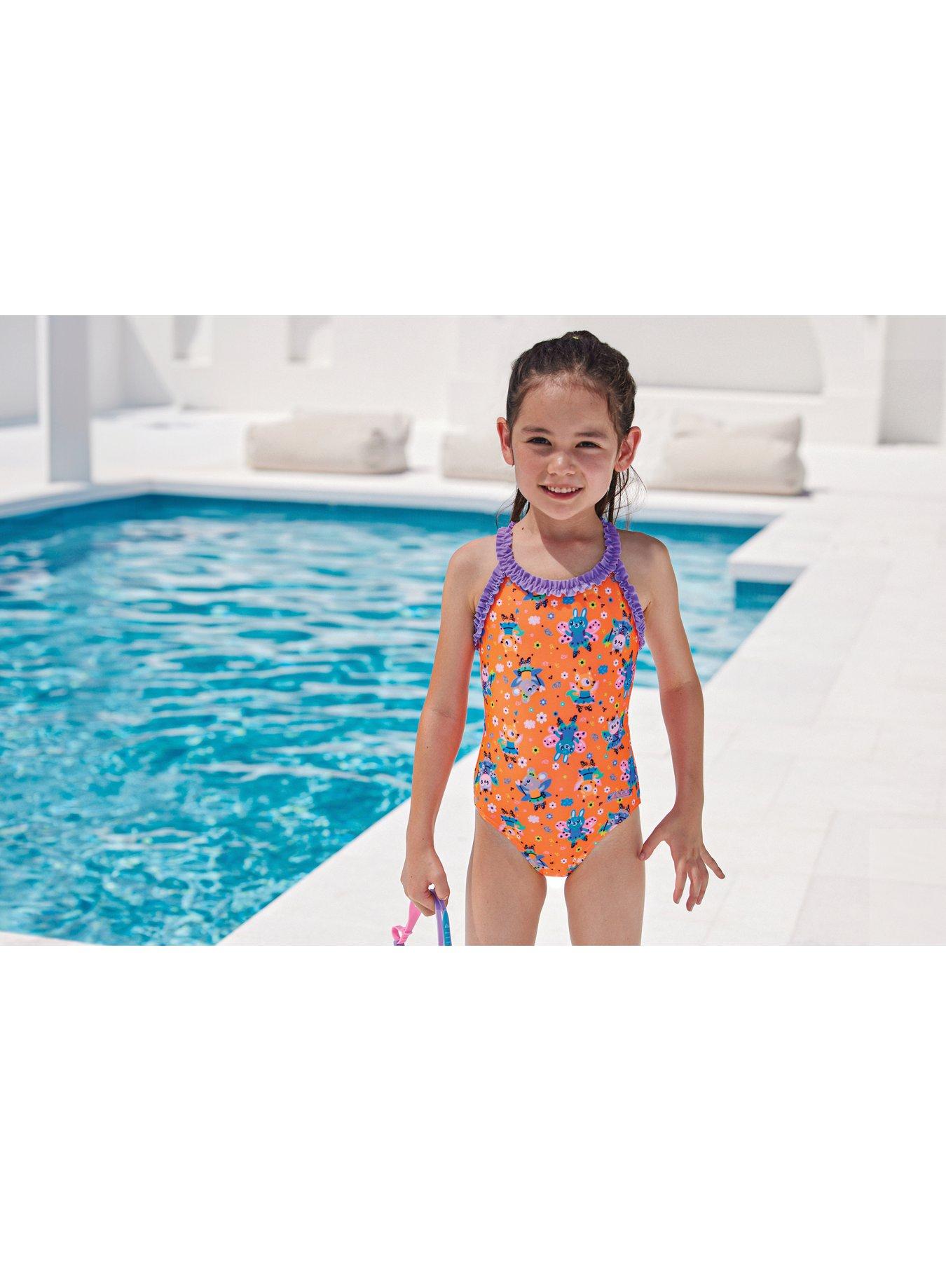 Zoggs Kids Girls Tinker Ruffle Crossback Swimsuit - Orange | Very Ireland