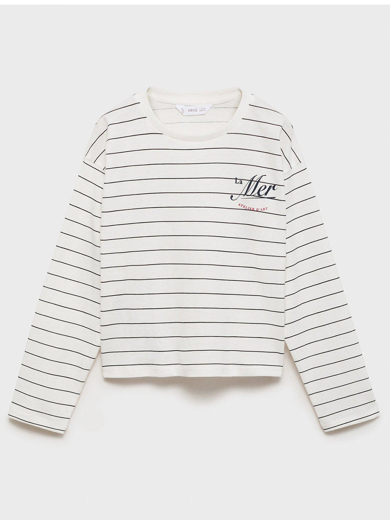 Mango Girls La Mer Stripe Short Sleeve Tshirt - Light Cream | Very Ireland