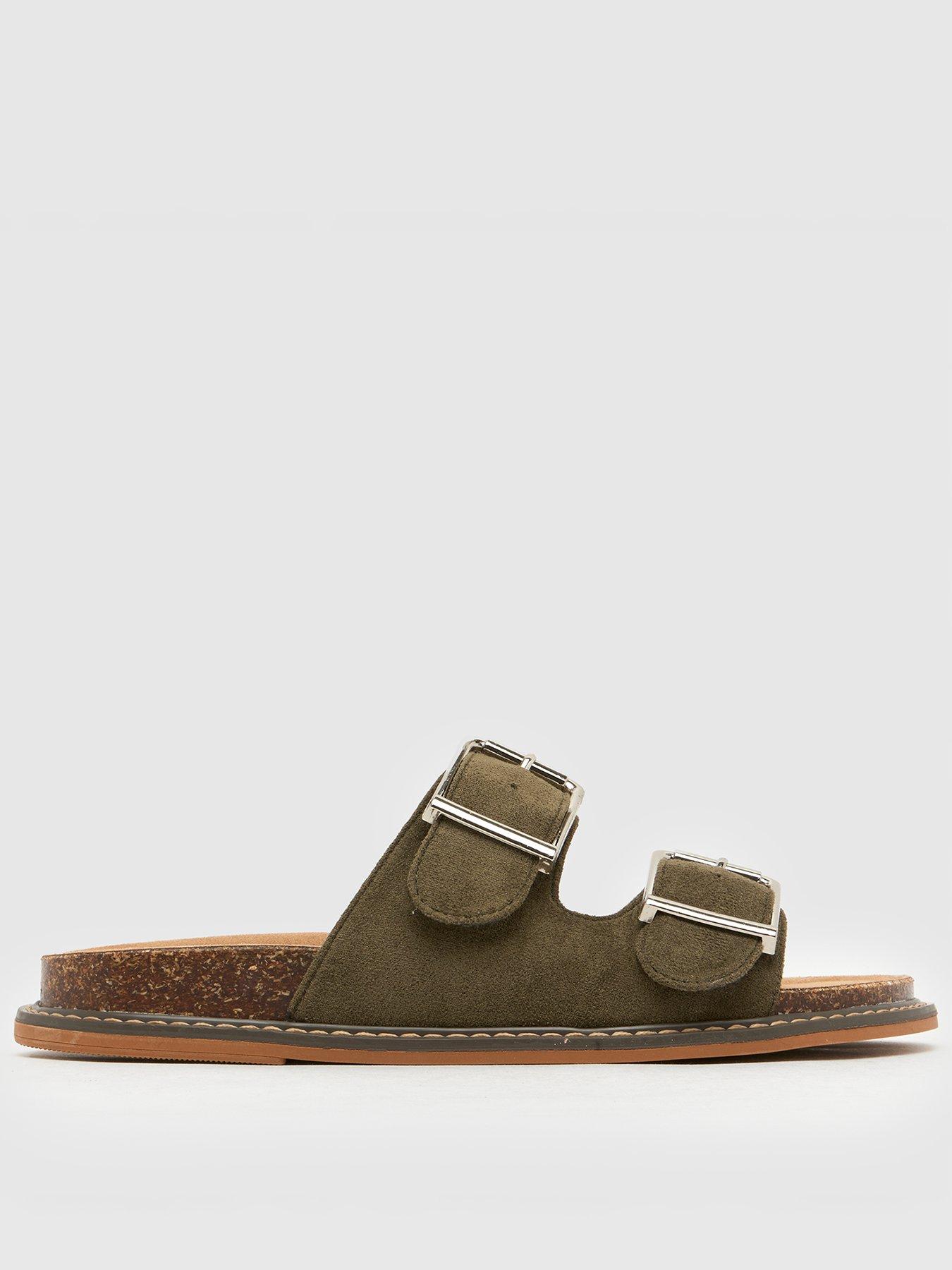 SCHUH Tamika Buckle Footbed Sandals - Khaki | Very Ireland