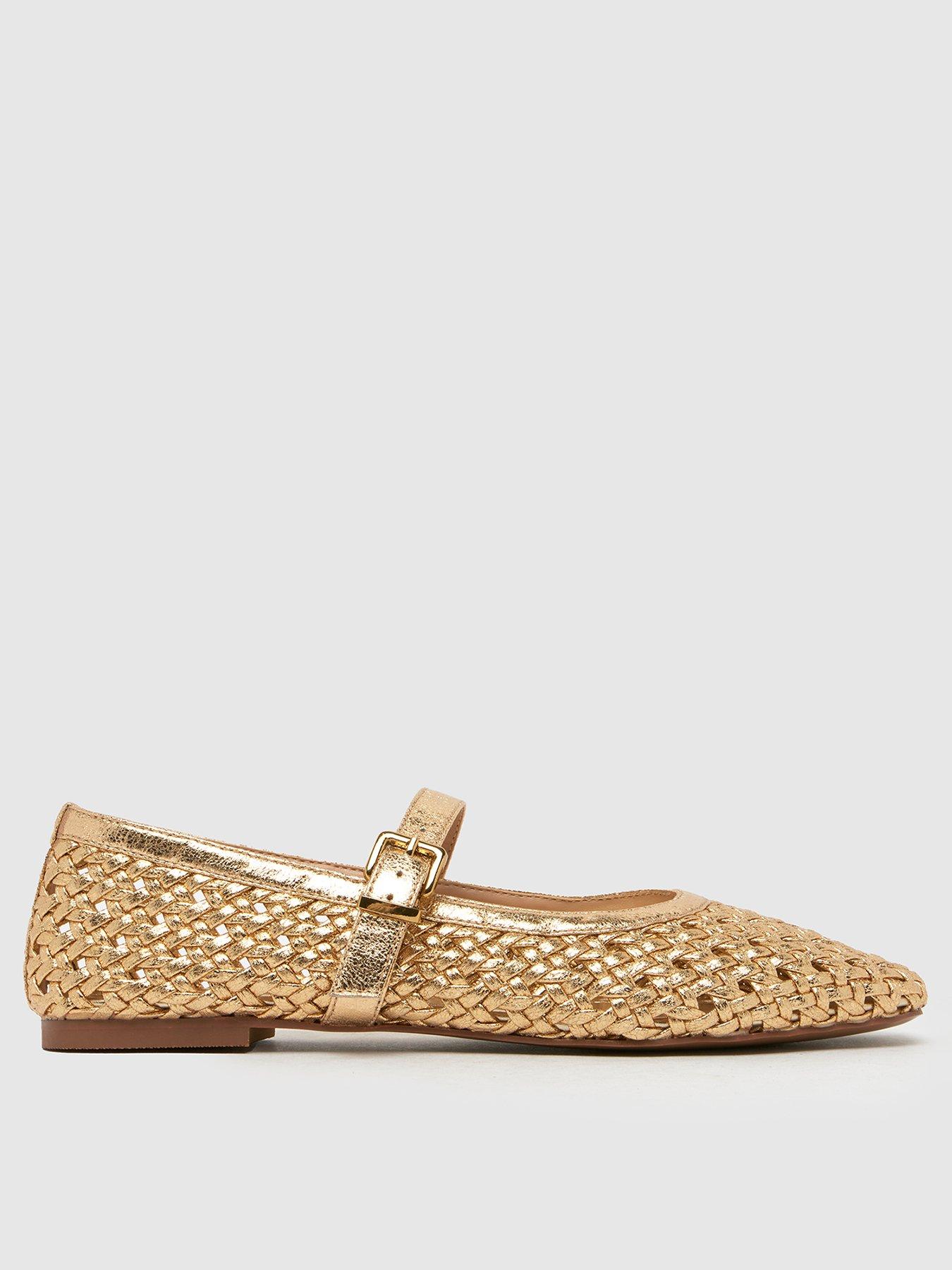 SCHUH Lexie Woven Ballet Flats - Gold | Very Ireland